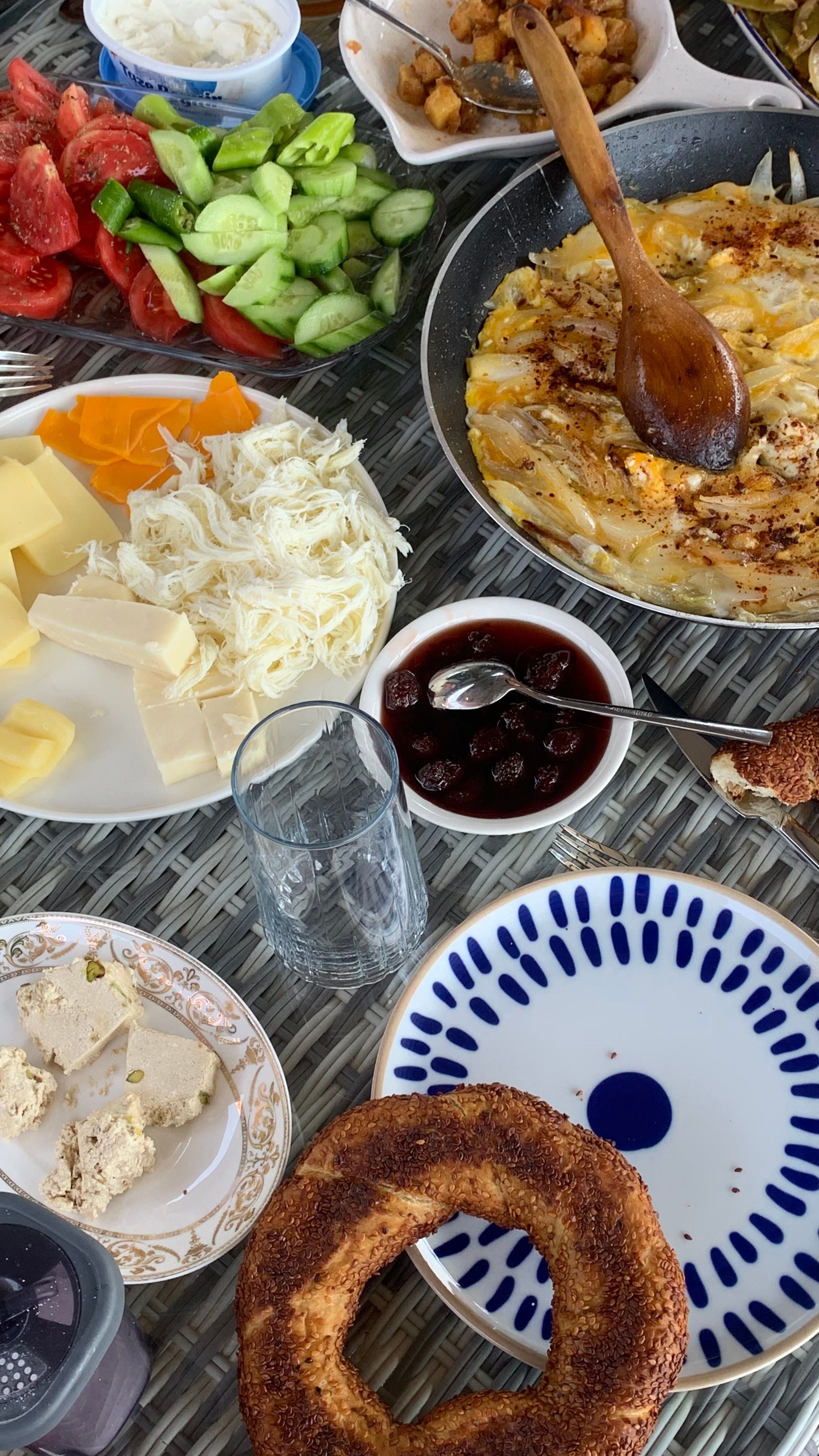 Traditional Turkish Breakfast Spread with Simit · Free Stock Photo