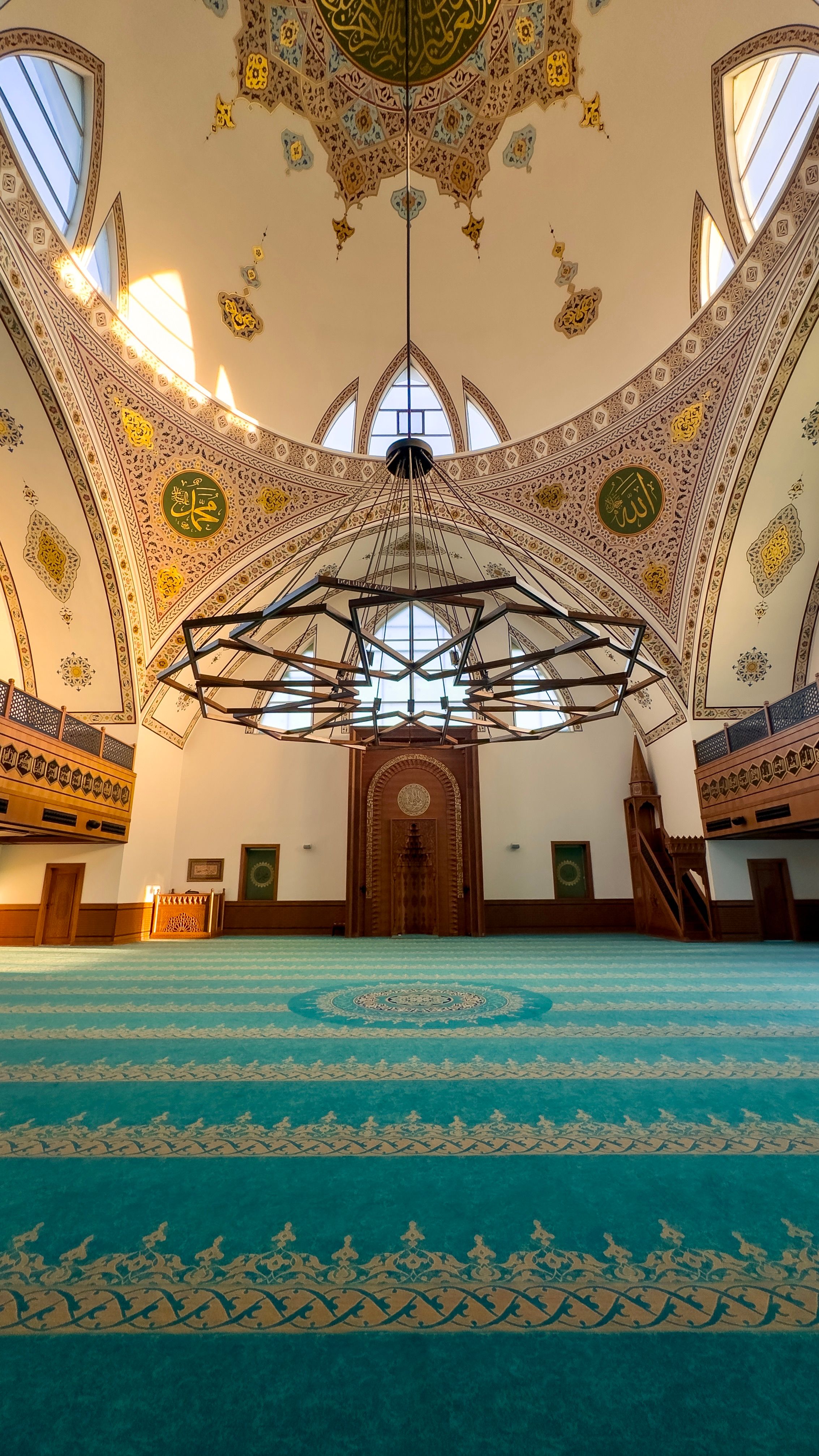 White and Blue Mosque Interior · Free Stock Photo
