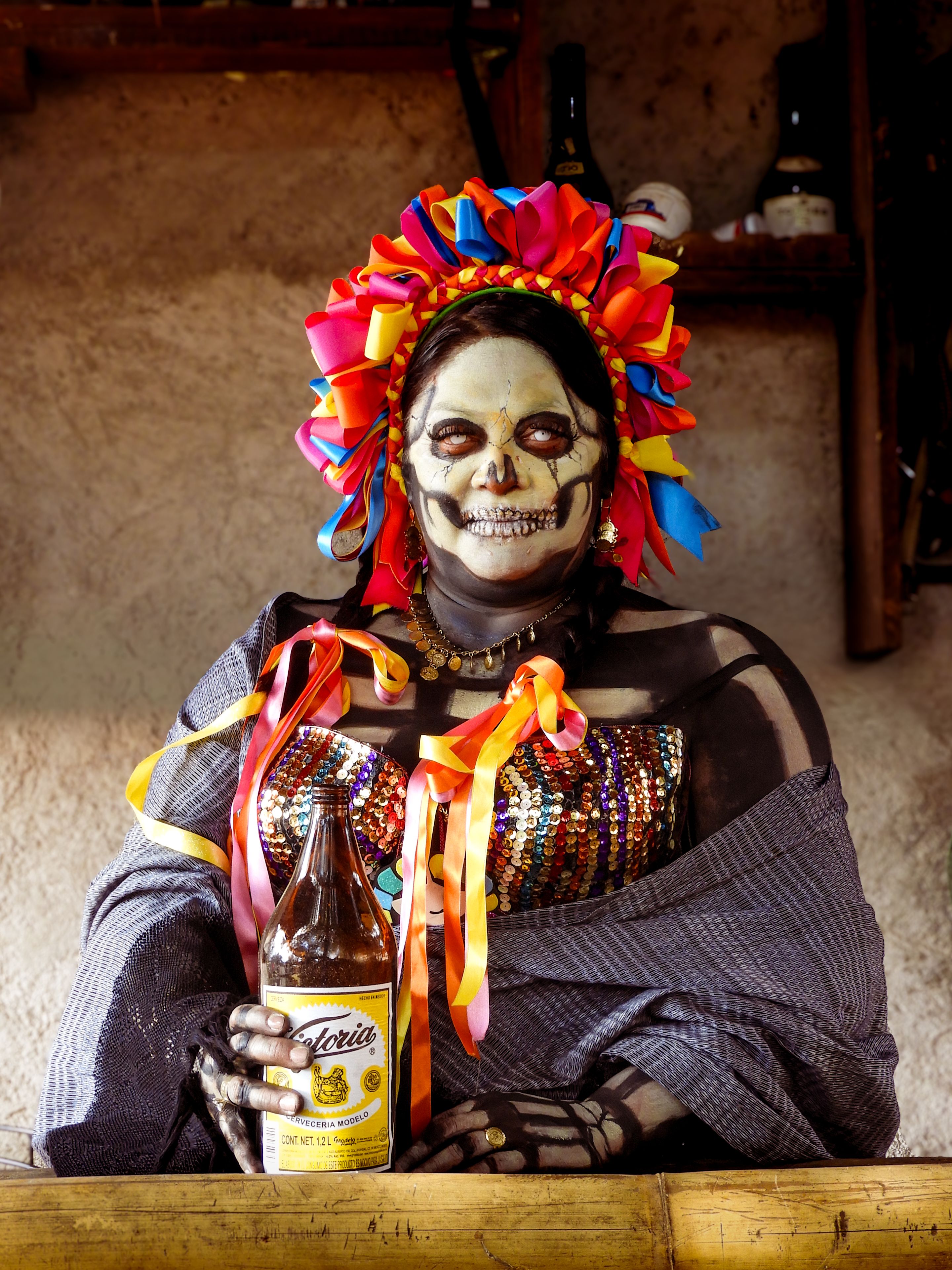 Festive Catrina in Traditional Makeup for Day of the Dead · Free Stock ...