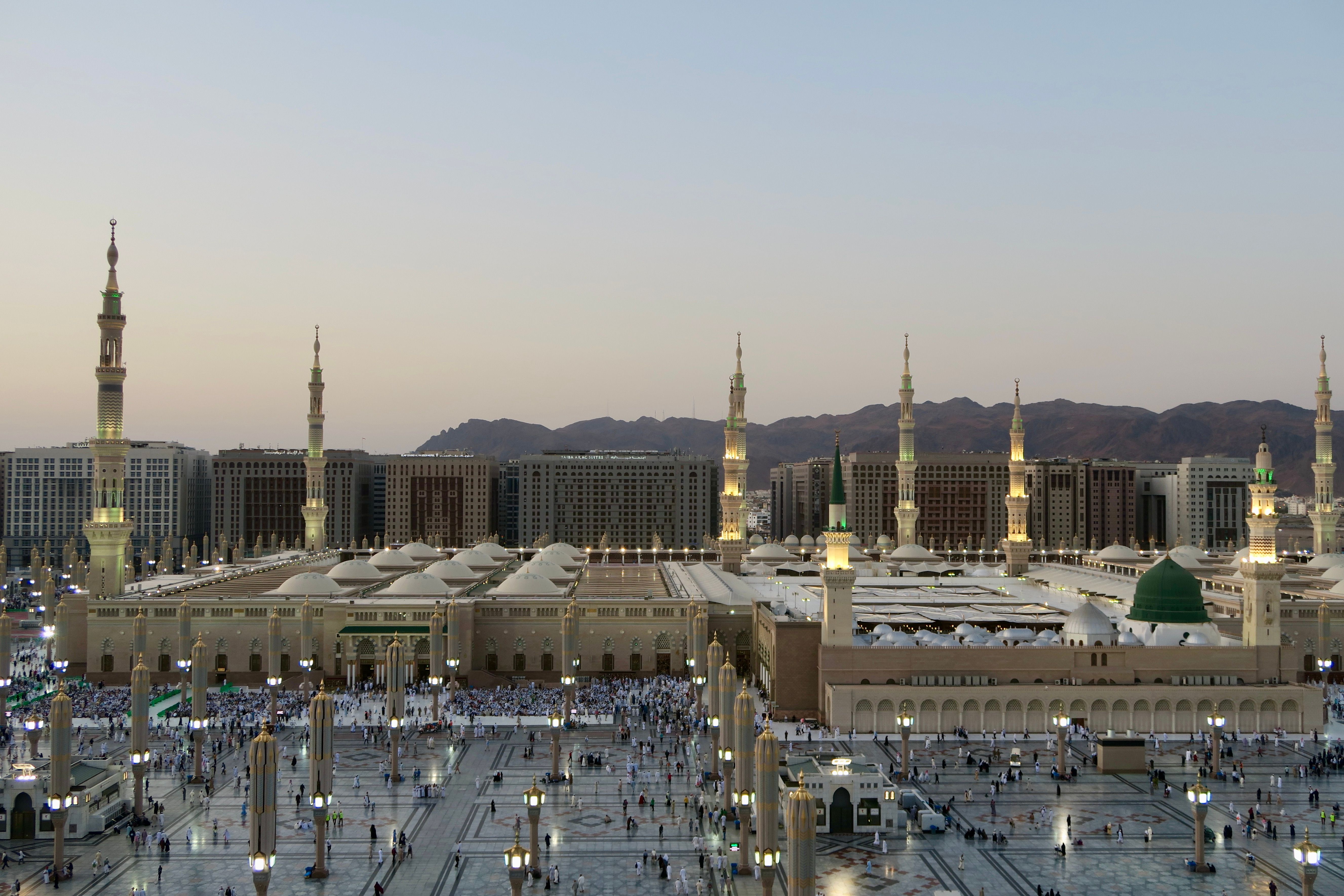Aerial View of Al-Masjid an-Nabawi at Dusk · Free Stock Photo