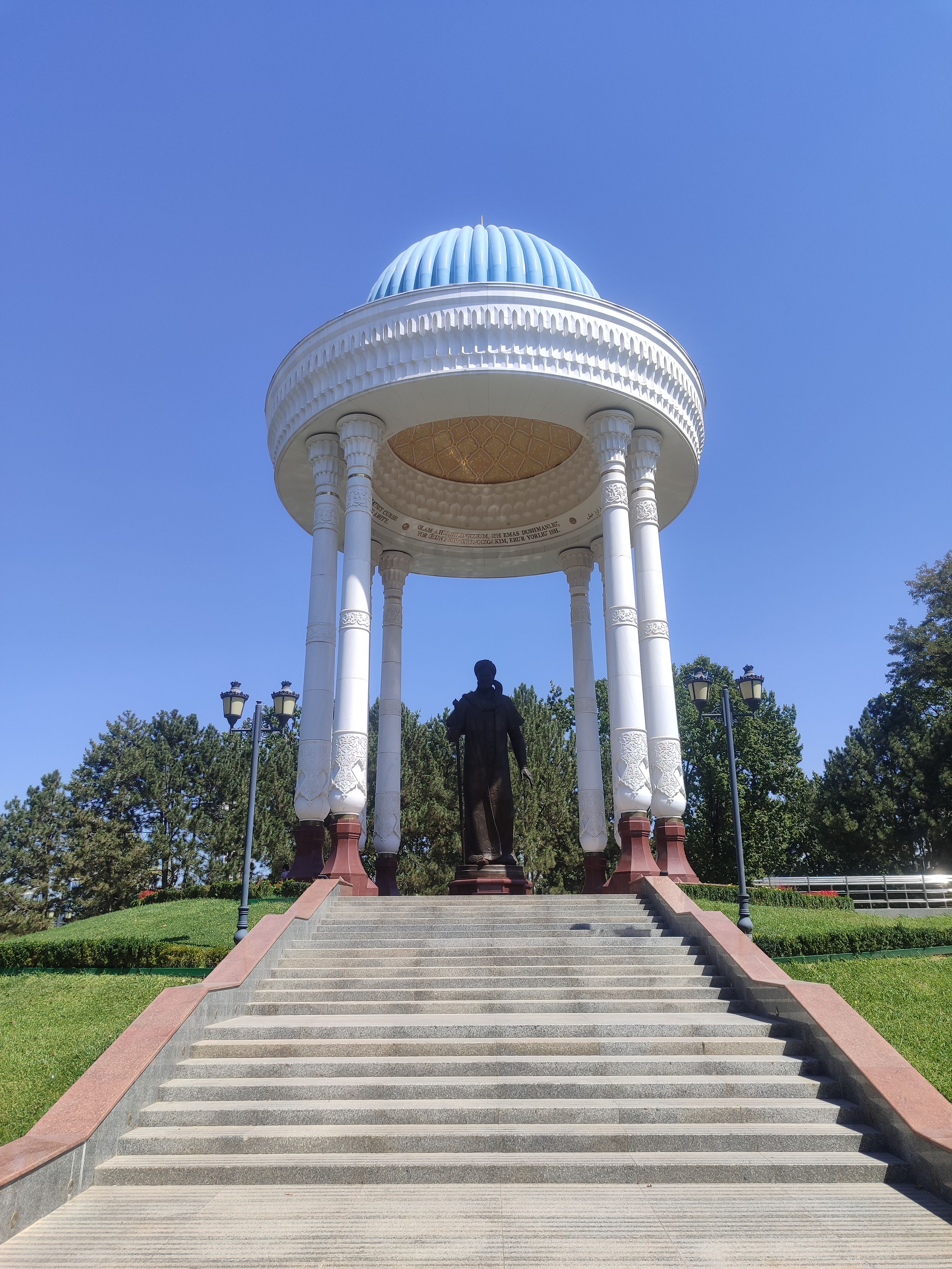 White Columned Pavilion with Statue in Tashkent · Free Stock Photo
