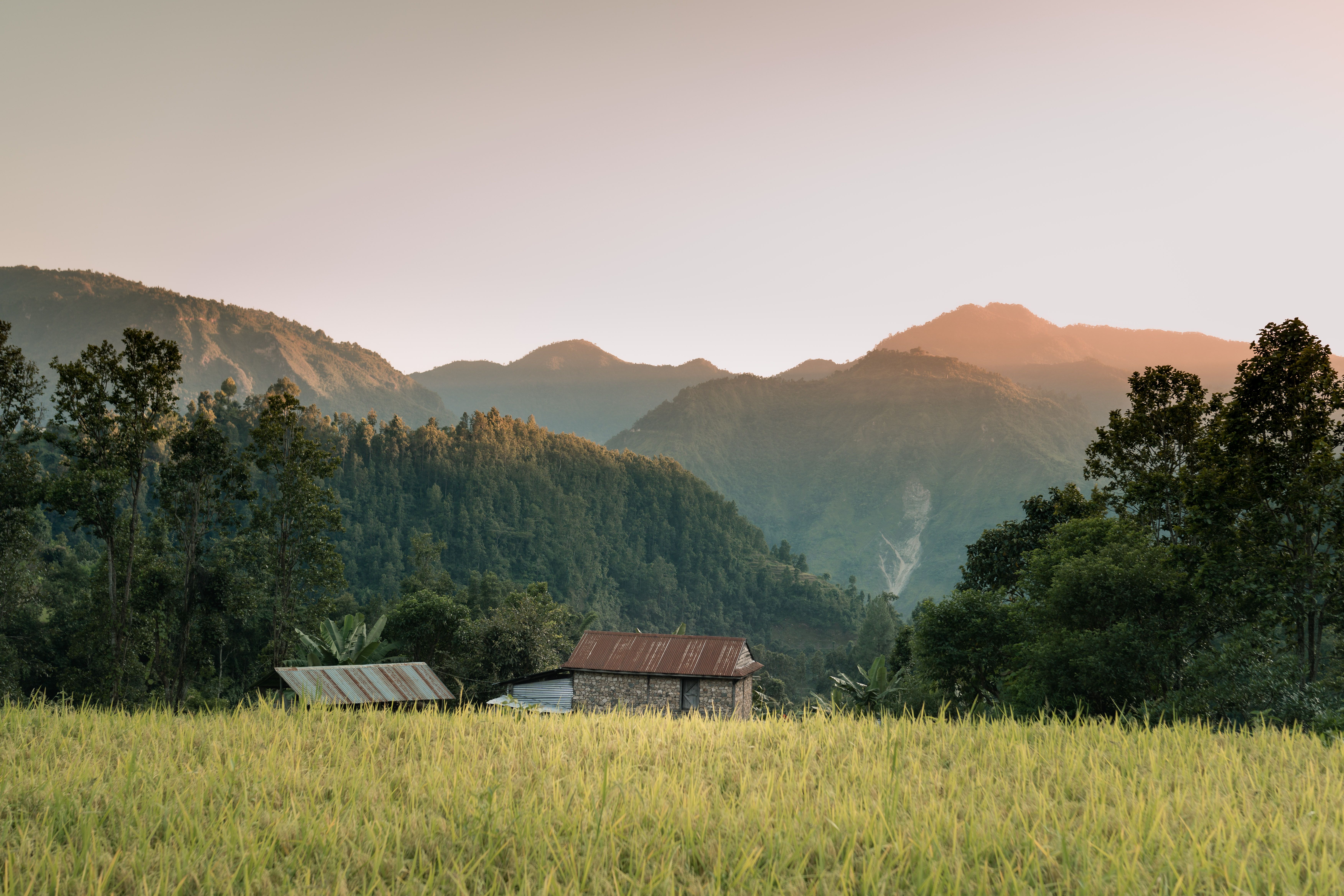 Scenic View of Mountainous Asian Village at Sunrise · Free Stock Photo