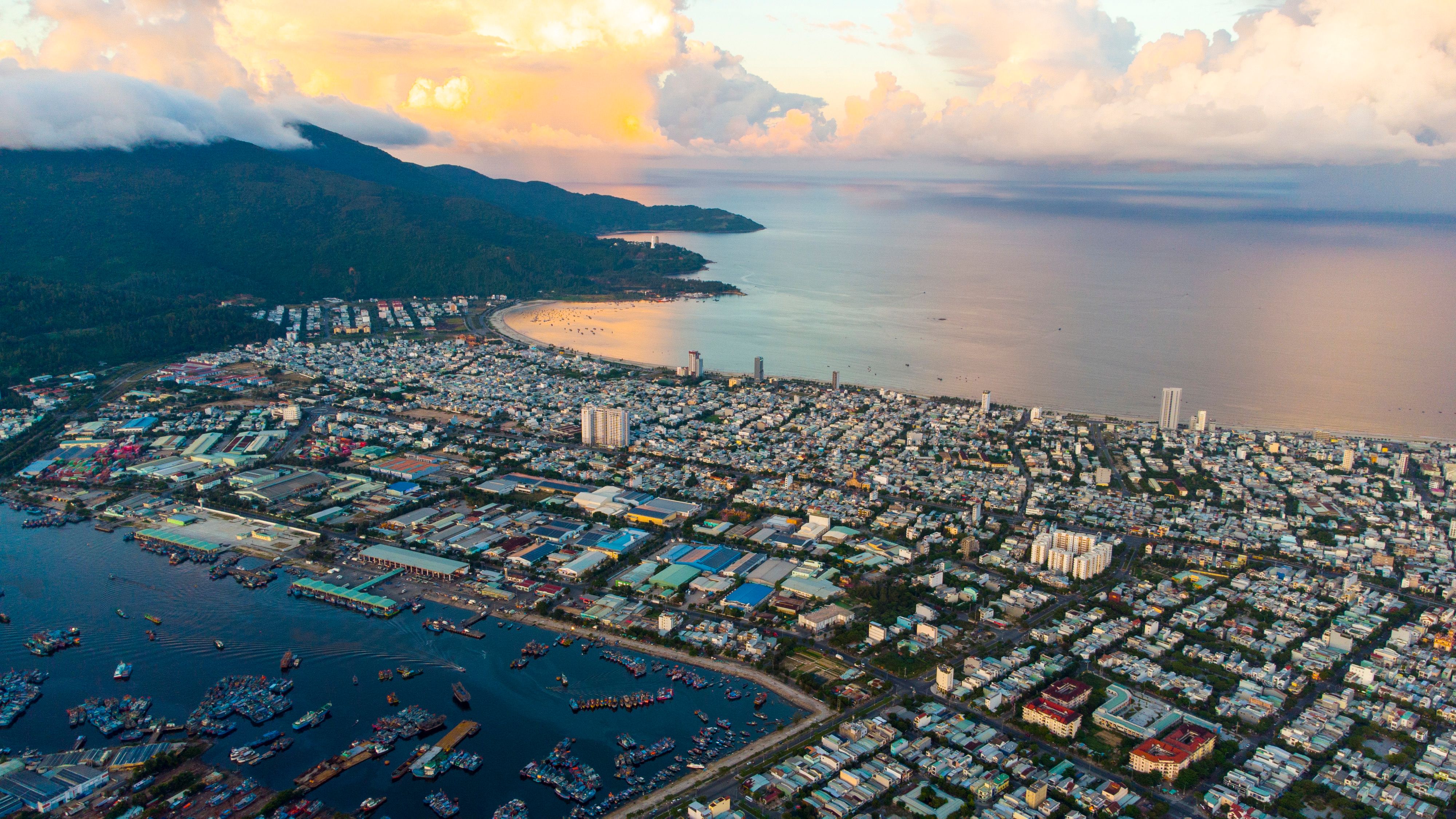Aerial View of Da Nang Bay at Sunset · Free Stock Photo