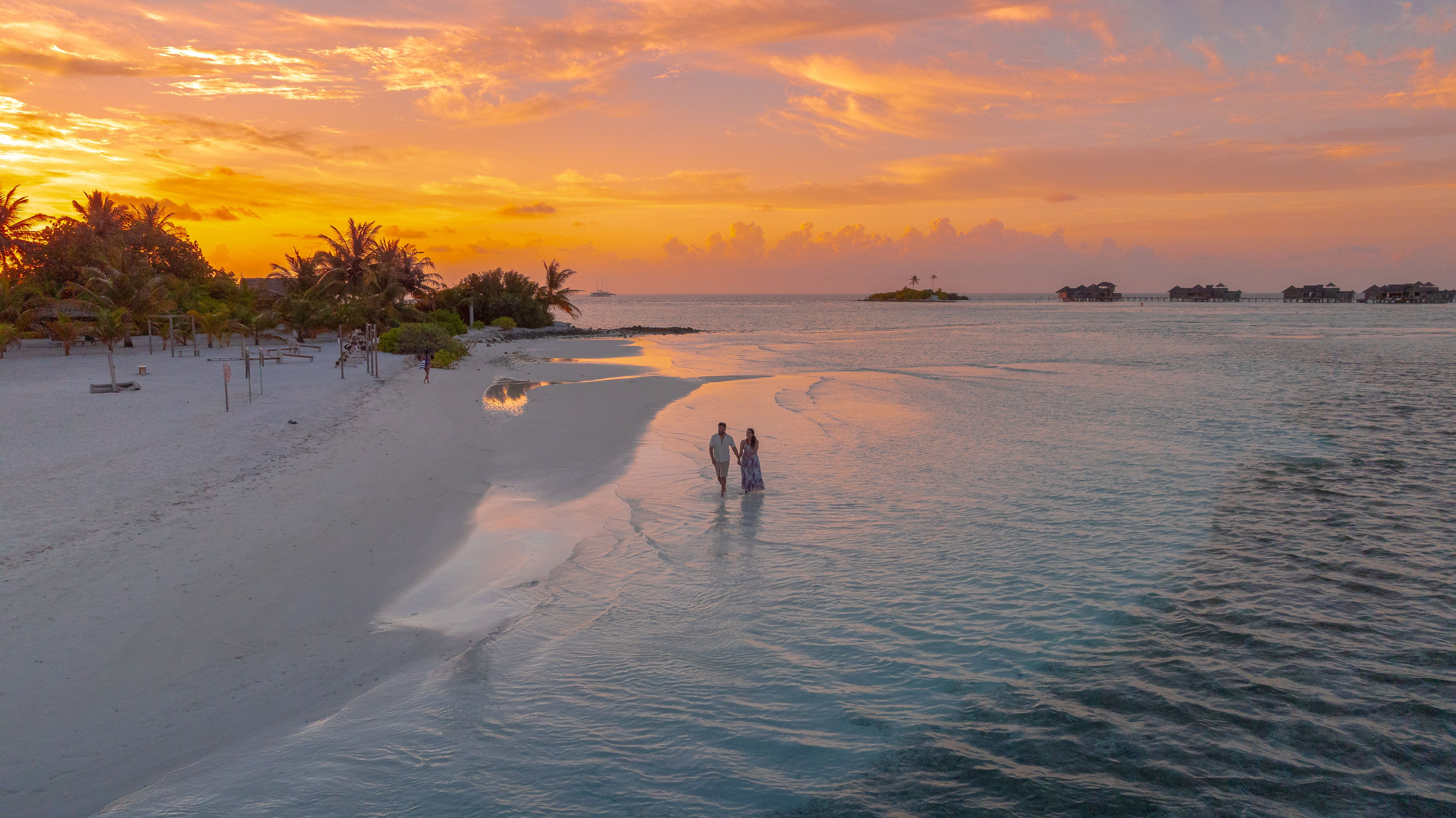 Romantic Walk on Maldives Beach at Sunset · Free Stock Photo