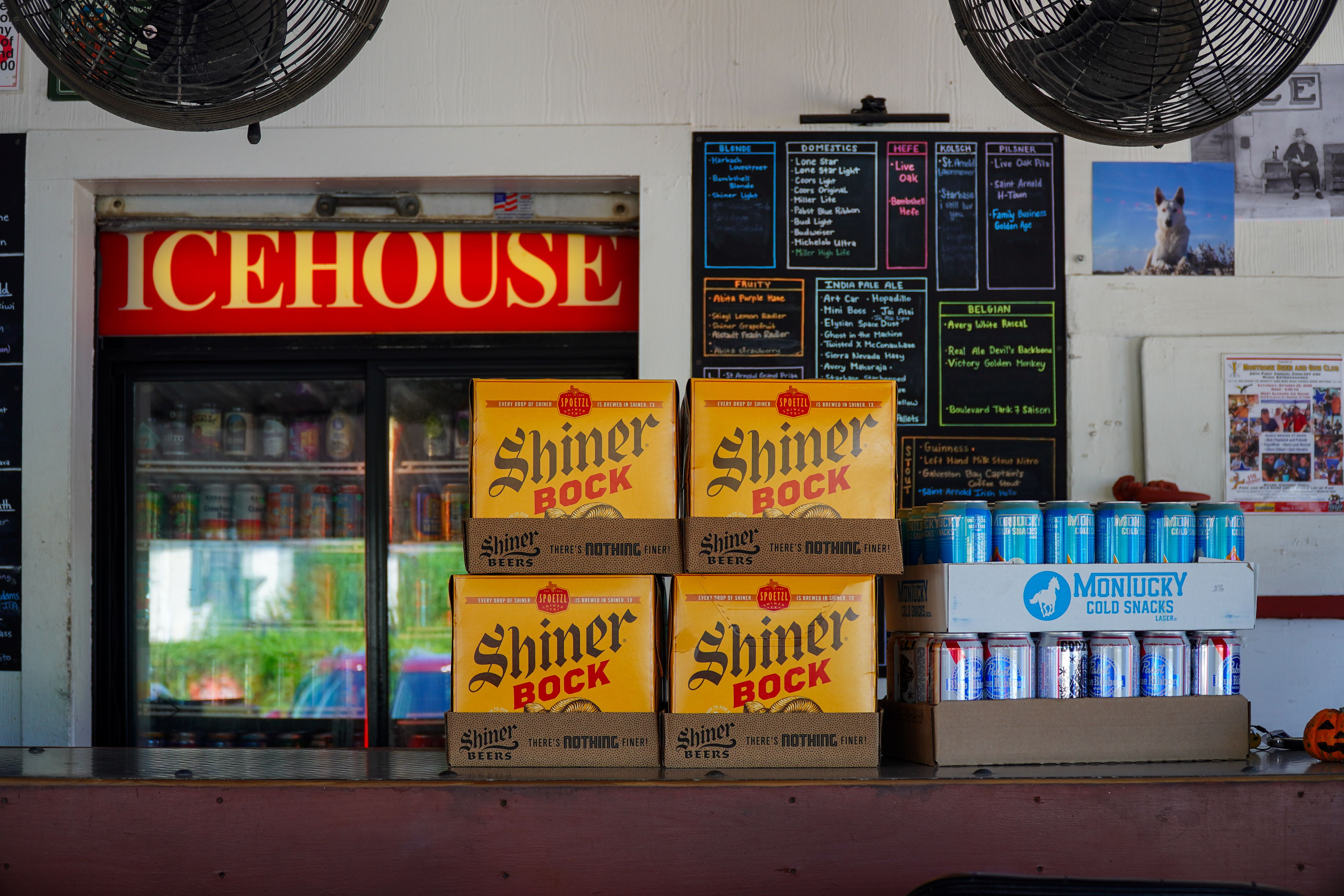Shiner Bock Boxes in Texas Icehouse Bar · Free Stock Photo