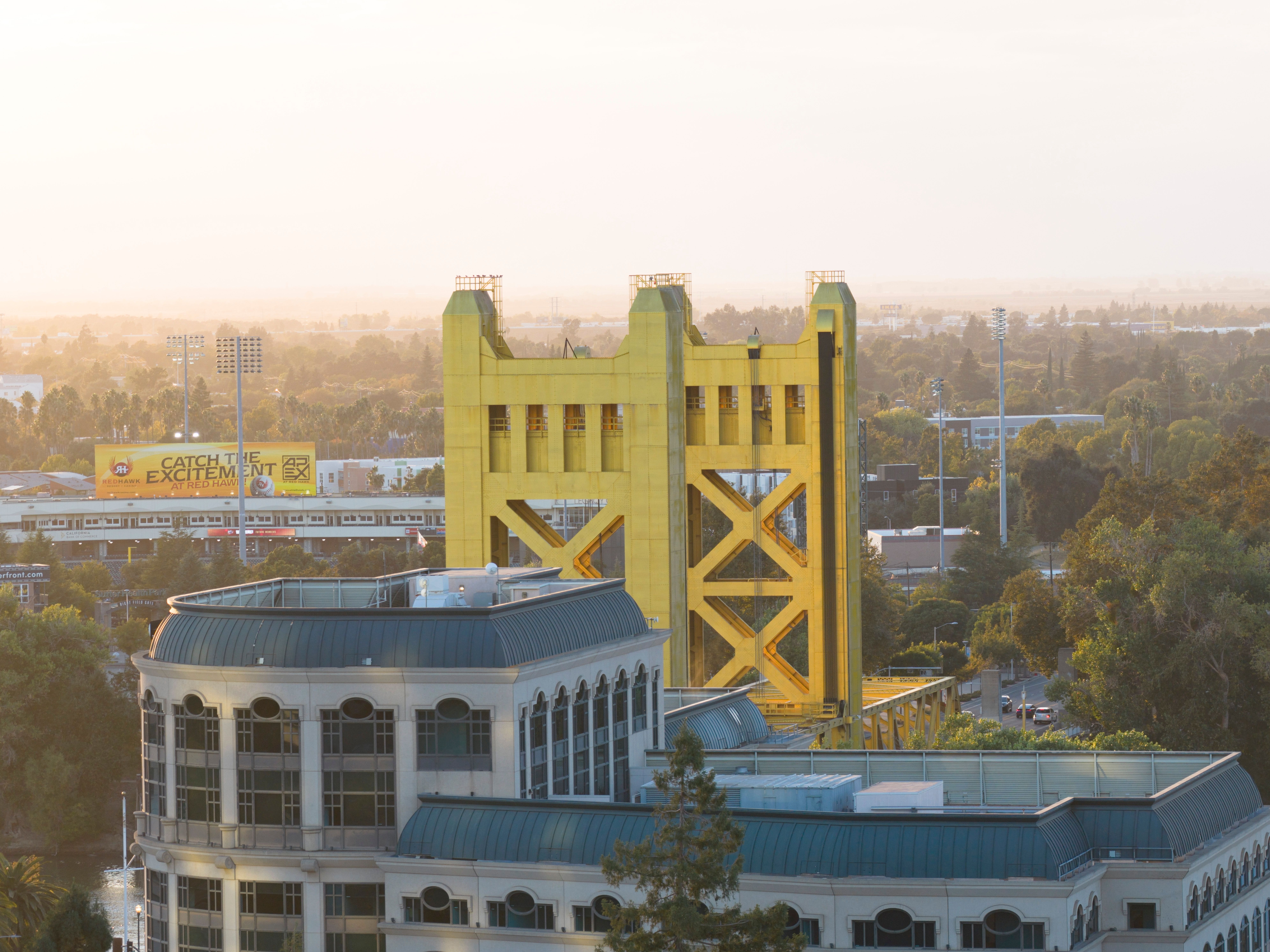 Aerial View of Sacramento Tower Bridge at Sunset · Free Stock Photo