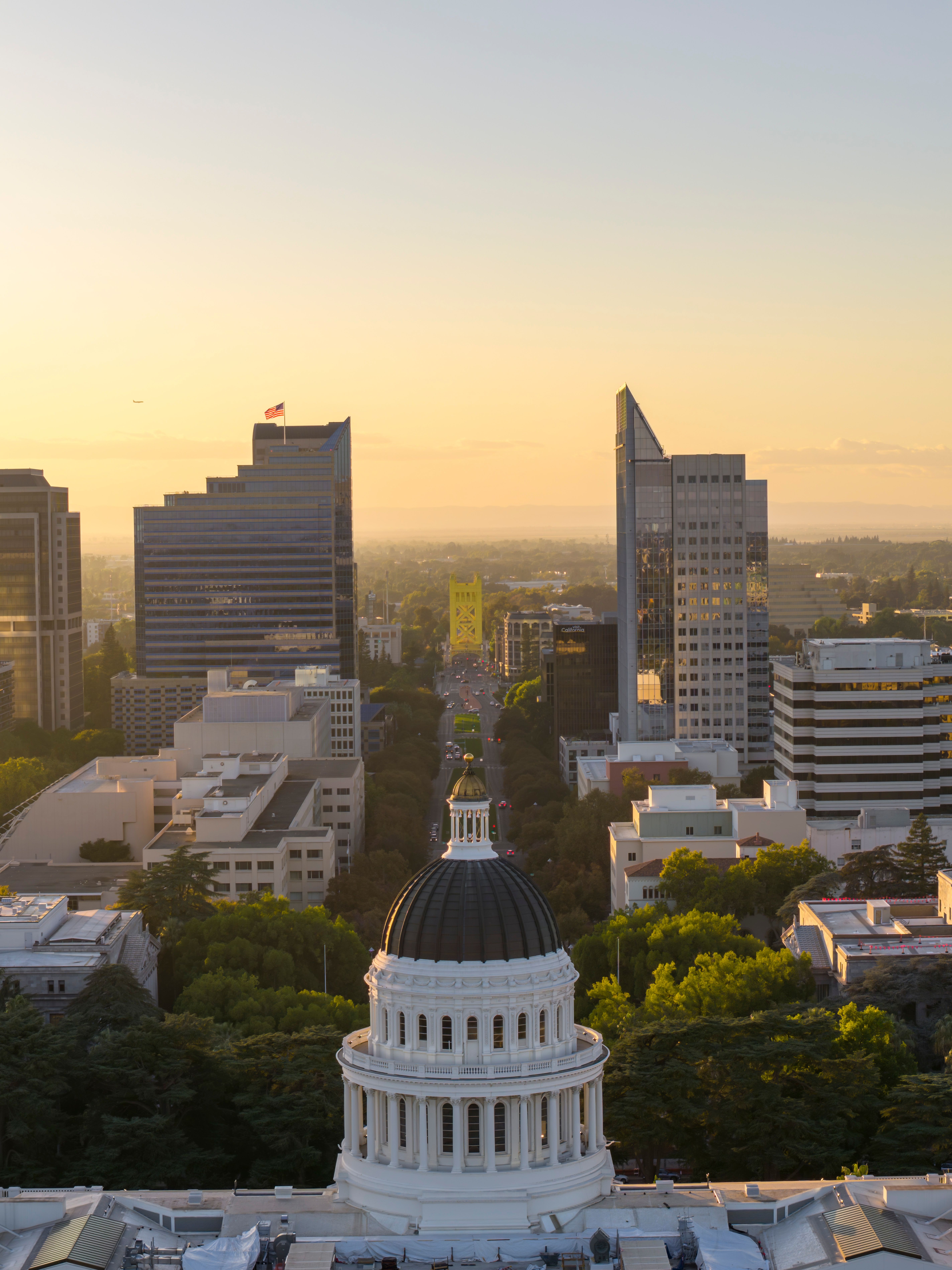 Aerial View of Sacramento Skyline at Sunset · Free Stock Photo