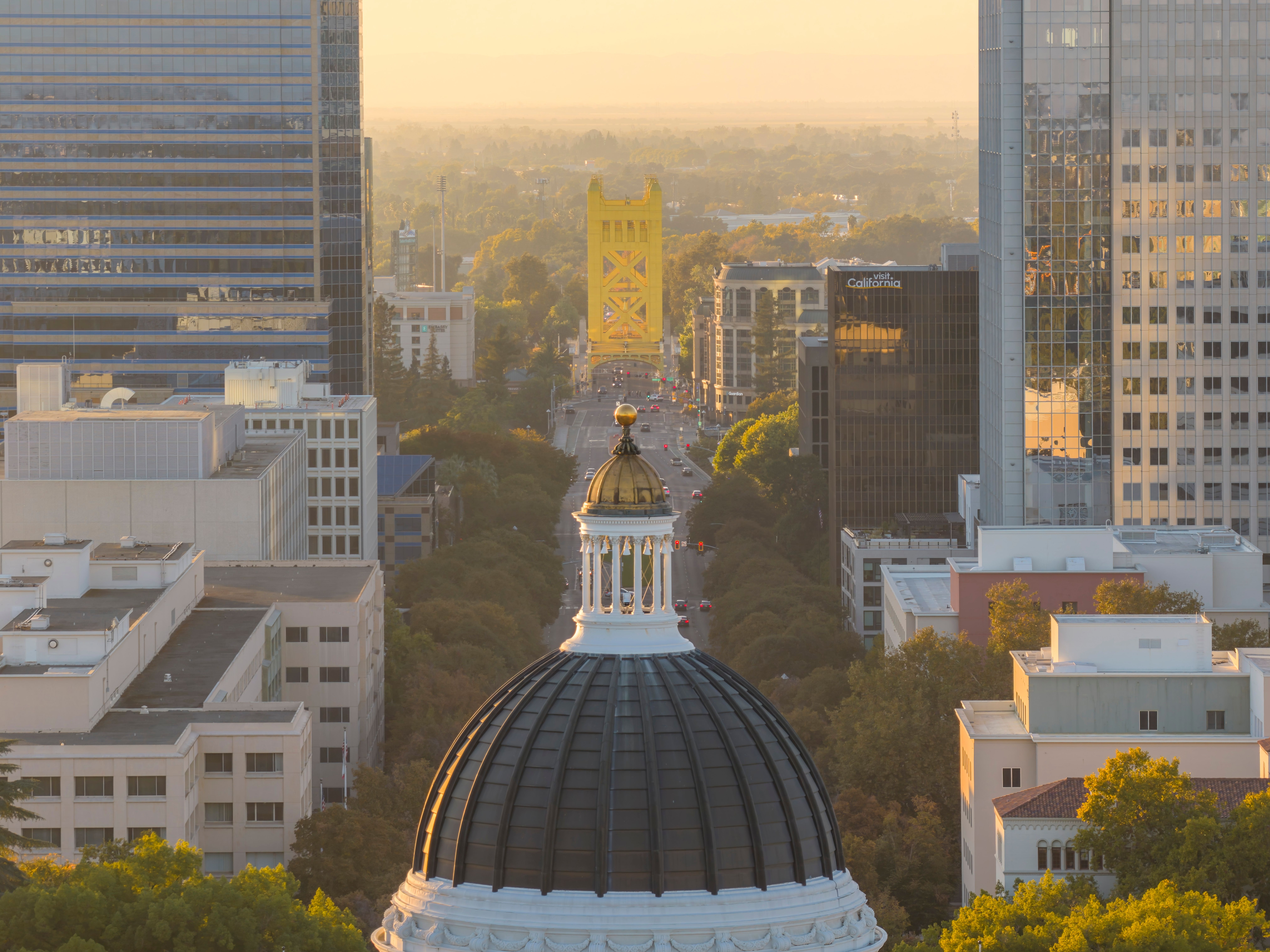 Sacramento Skyline with Capitol Dome and Tower Bridge · Free Stock Photo