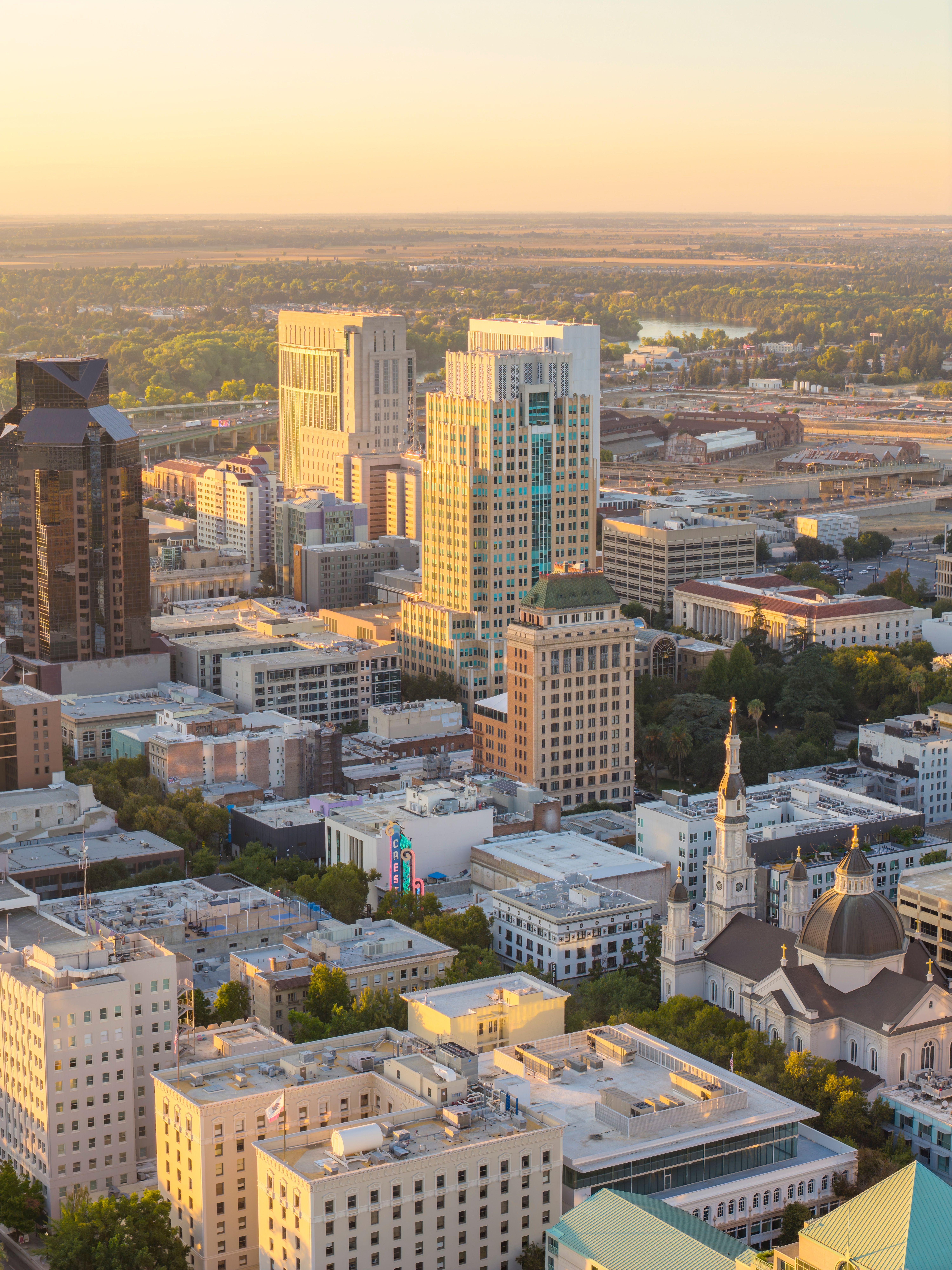Aerial View of Downtown Sacramento at Sunset · Free Stock Photo