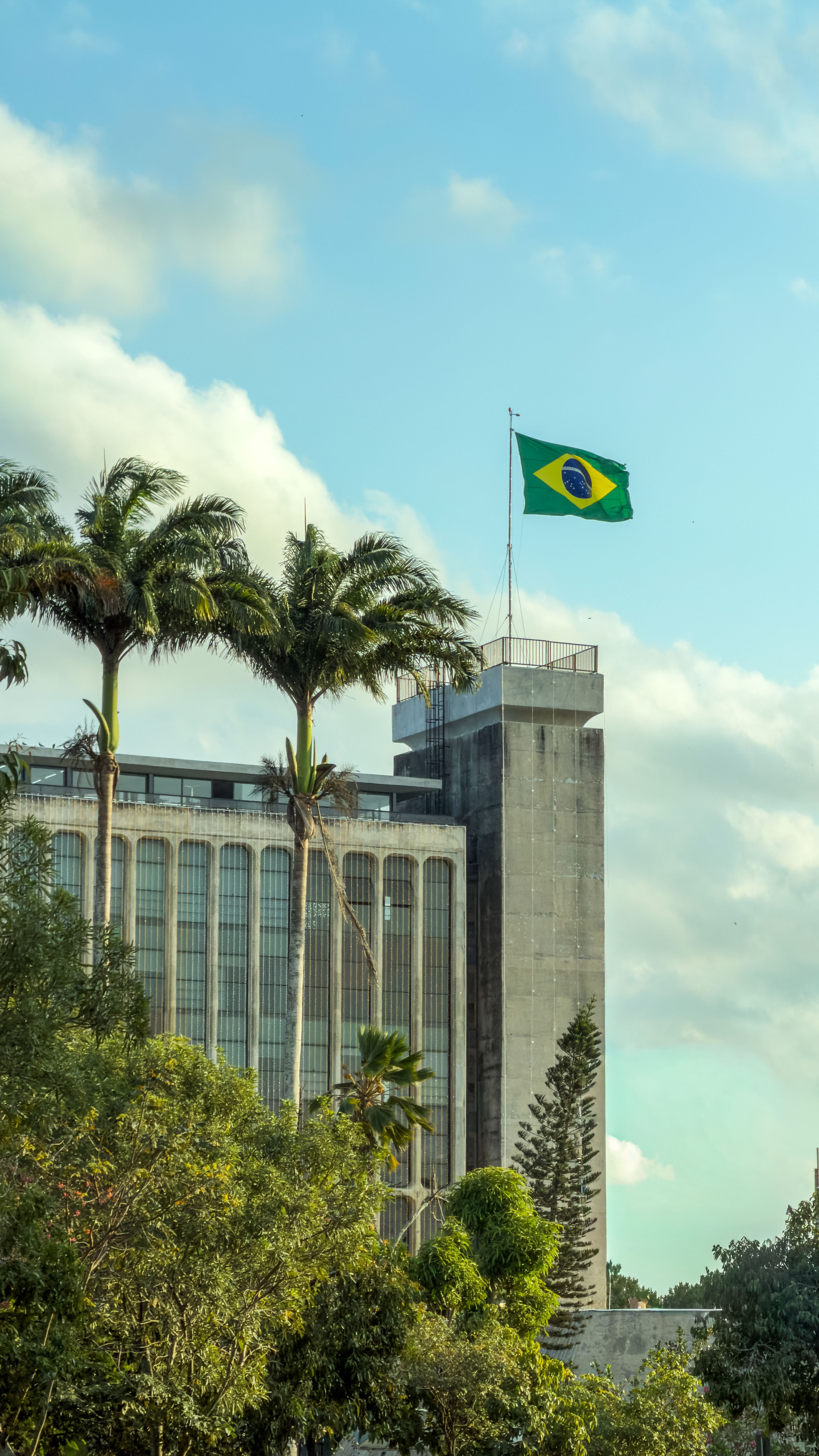 Modern Building with Brazilian Flag in Campina Grande · Free Stock Photo