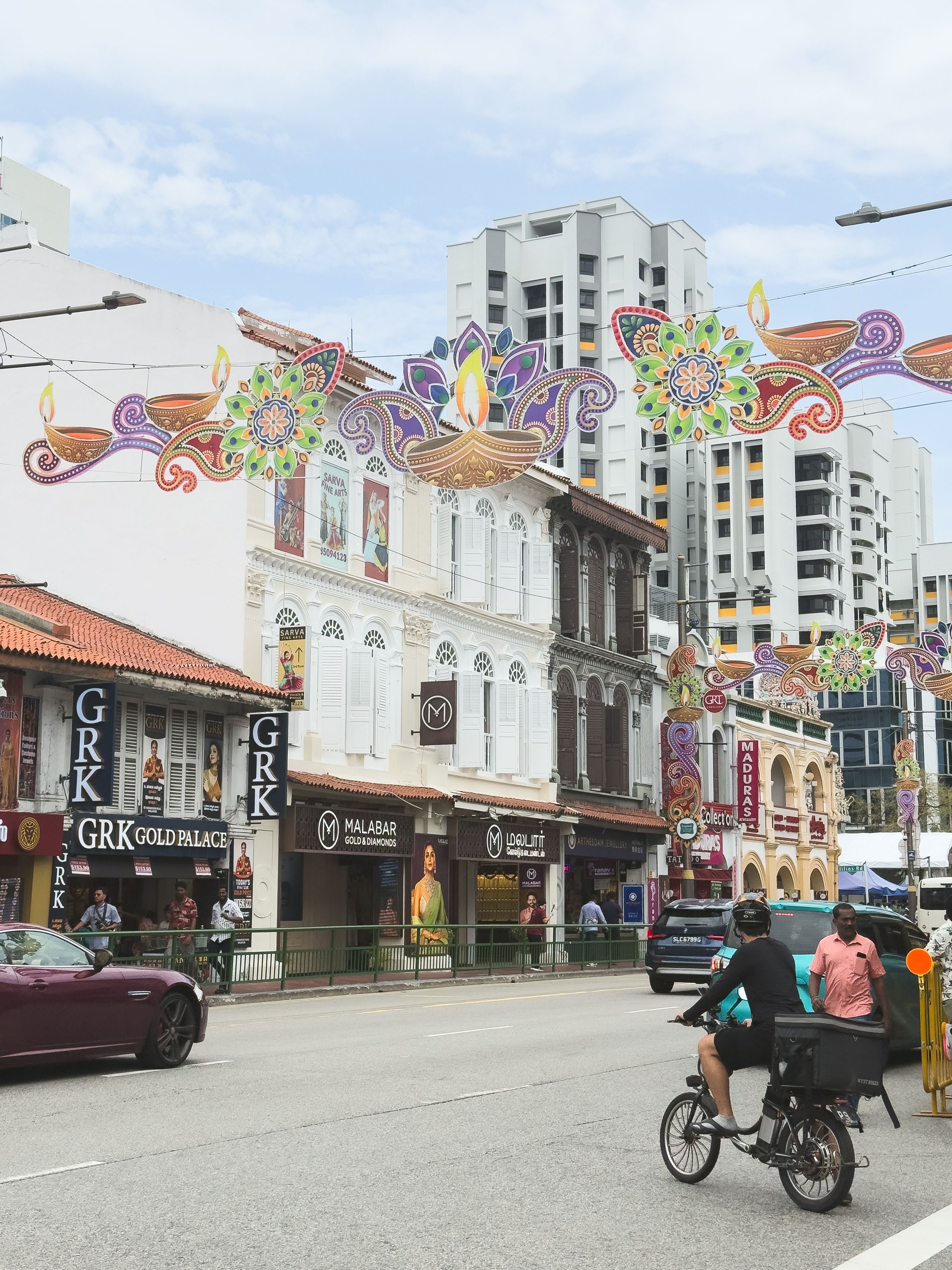Colorful Street Scene with Festive Decorations · Free Stock Photo