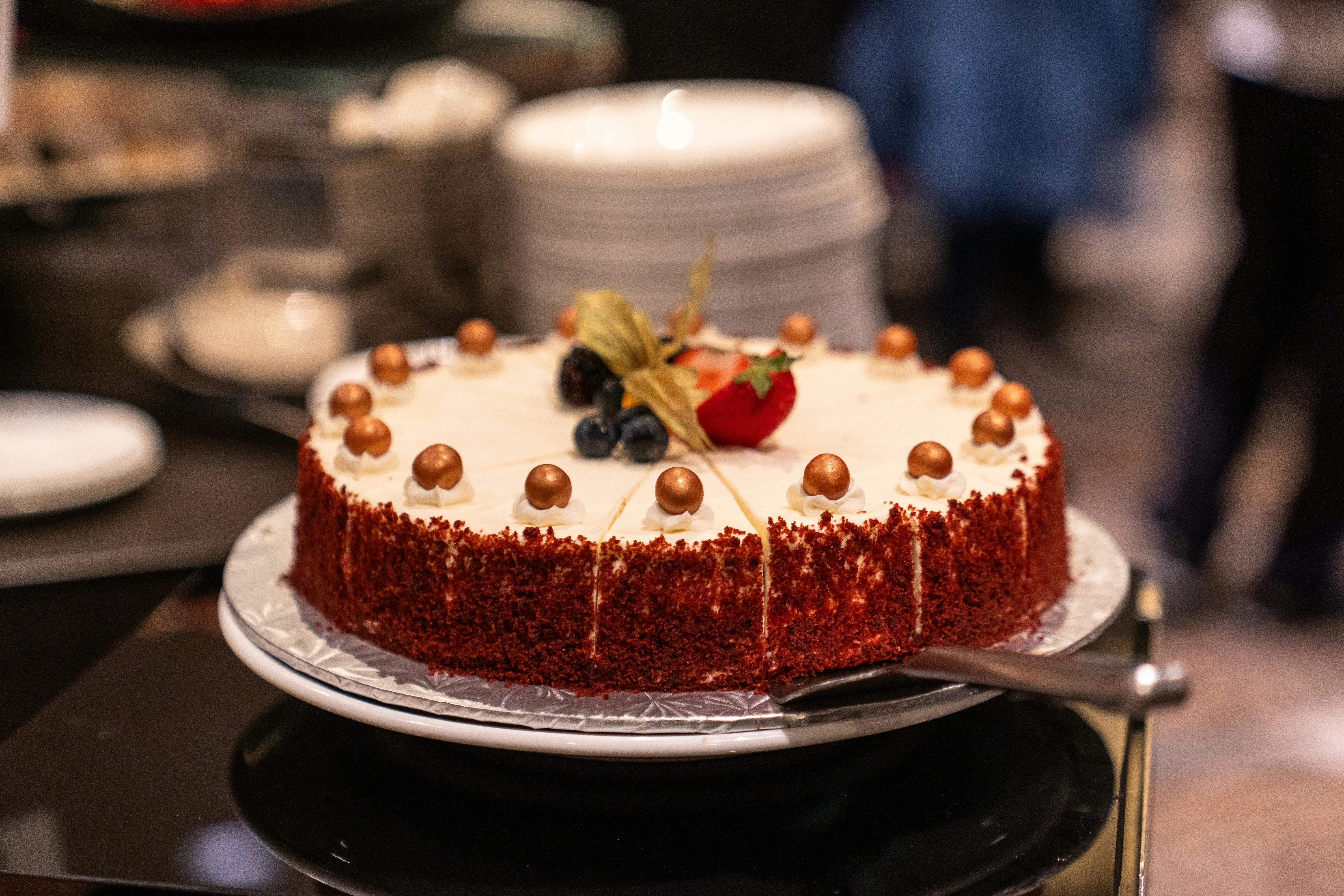 Delicious Red Velvet Cake with Berry Toppings · Free Stock Photo