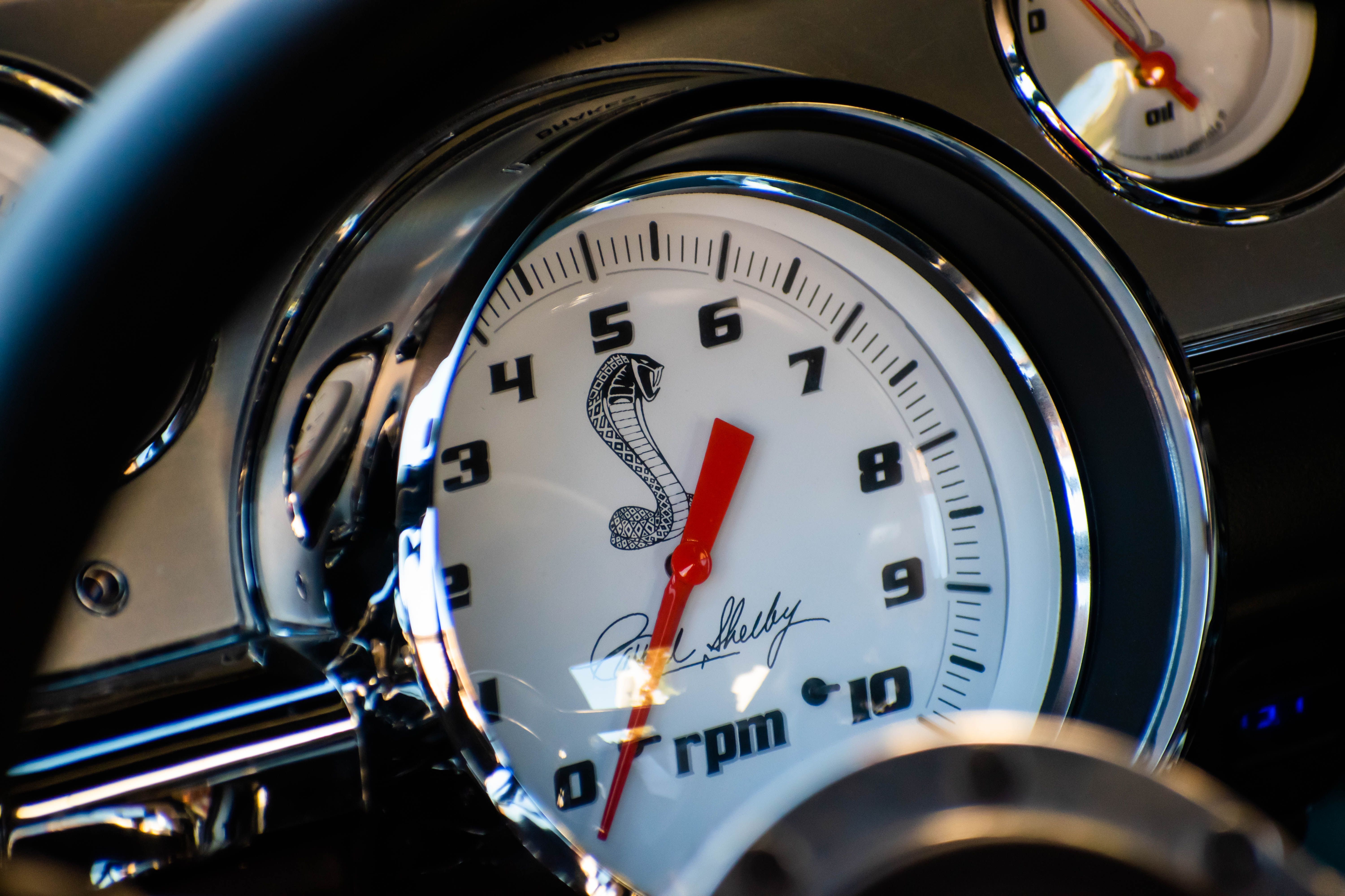 Close-Up of Classic Shelby Mustang Speedometer · Free Stock Photo