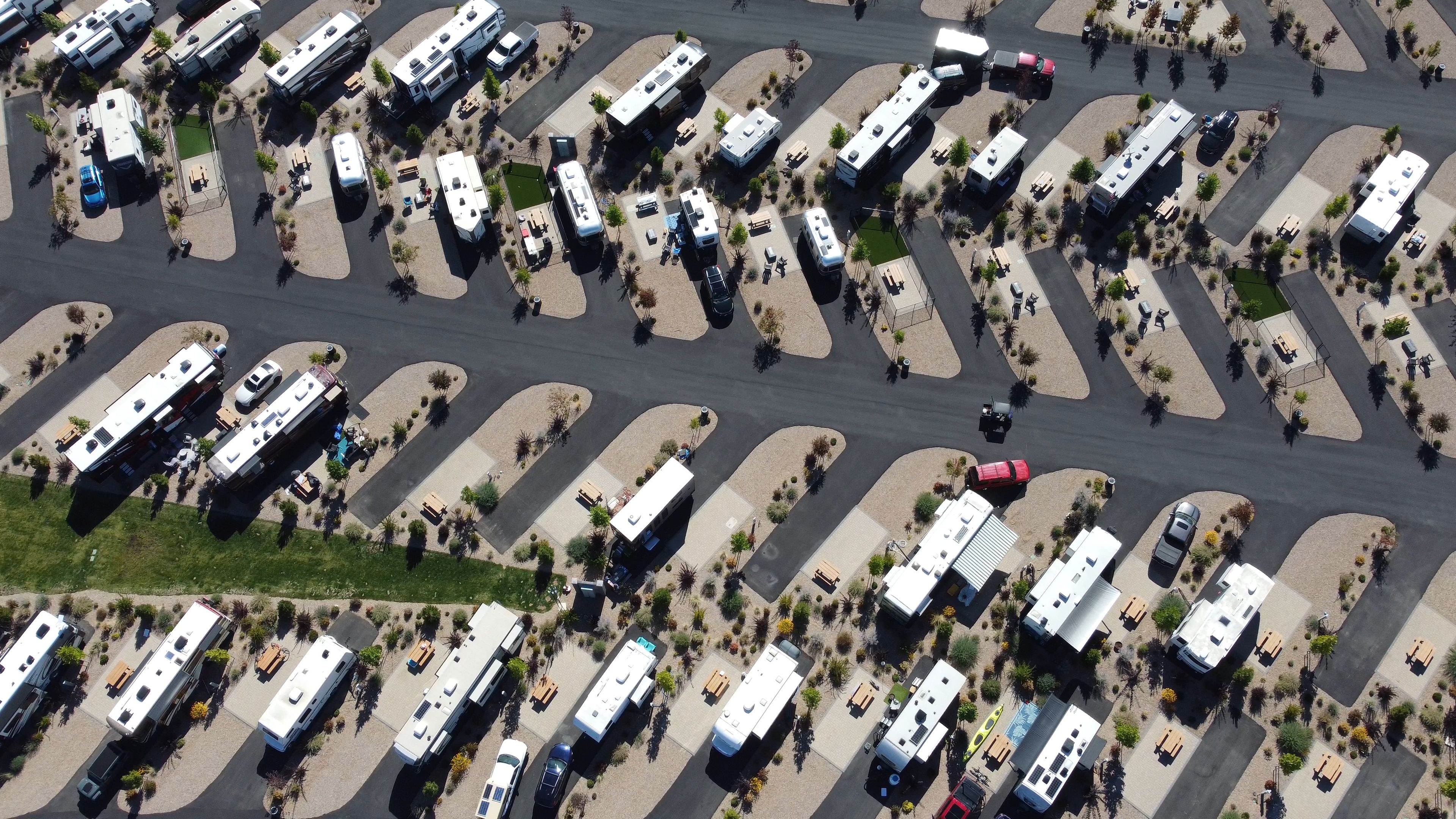 Aerial View of Organized RV Park with Neat Layout · Free Stock Photo