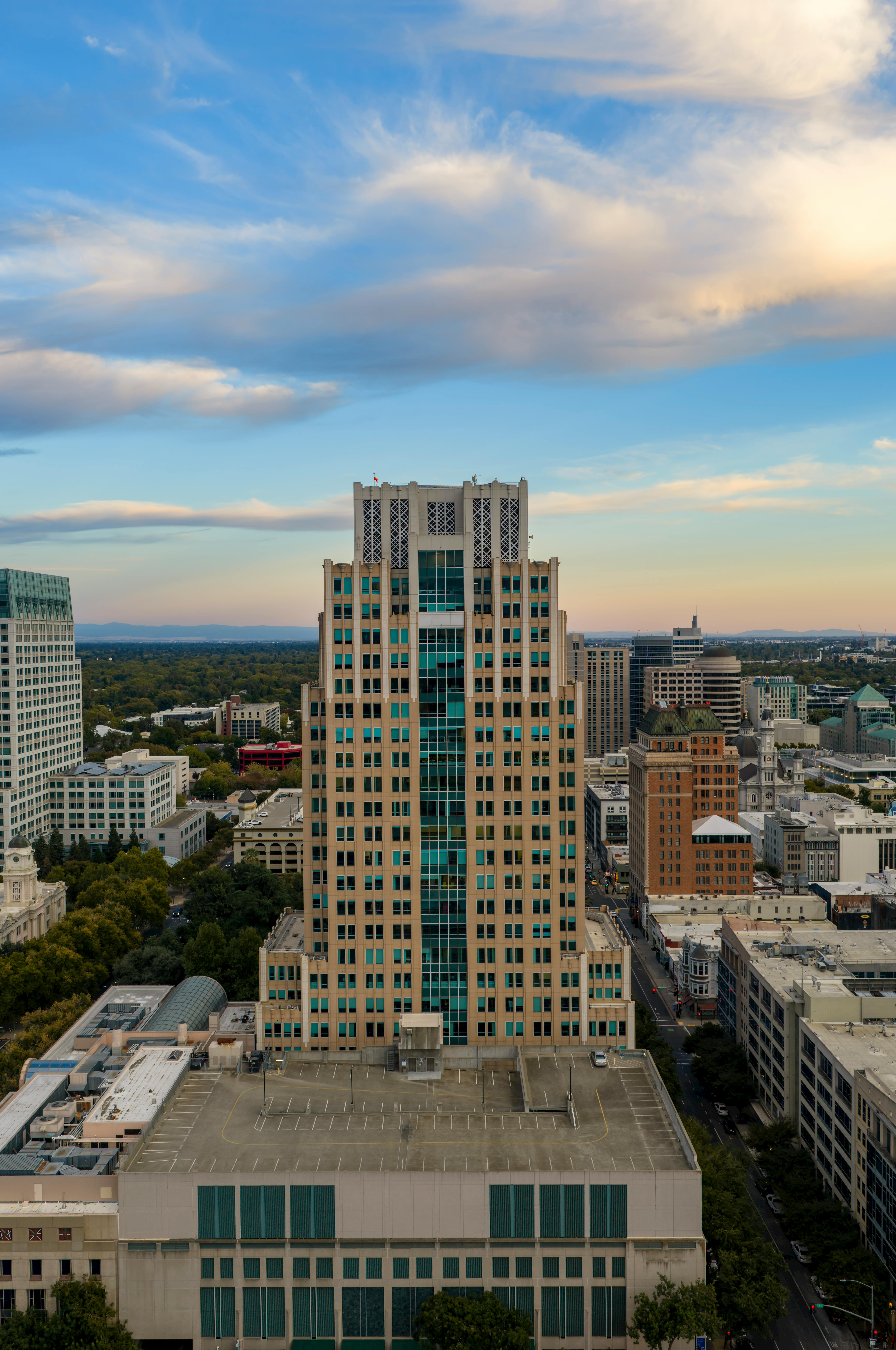 Aerial View of Sacramento Skyline at Dusk · Free Stock Photo