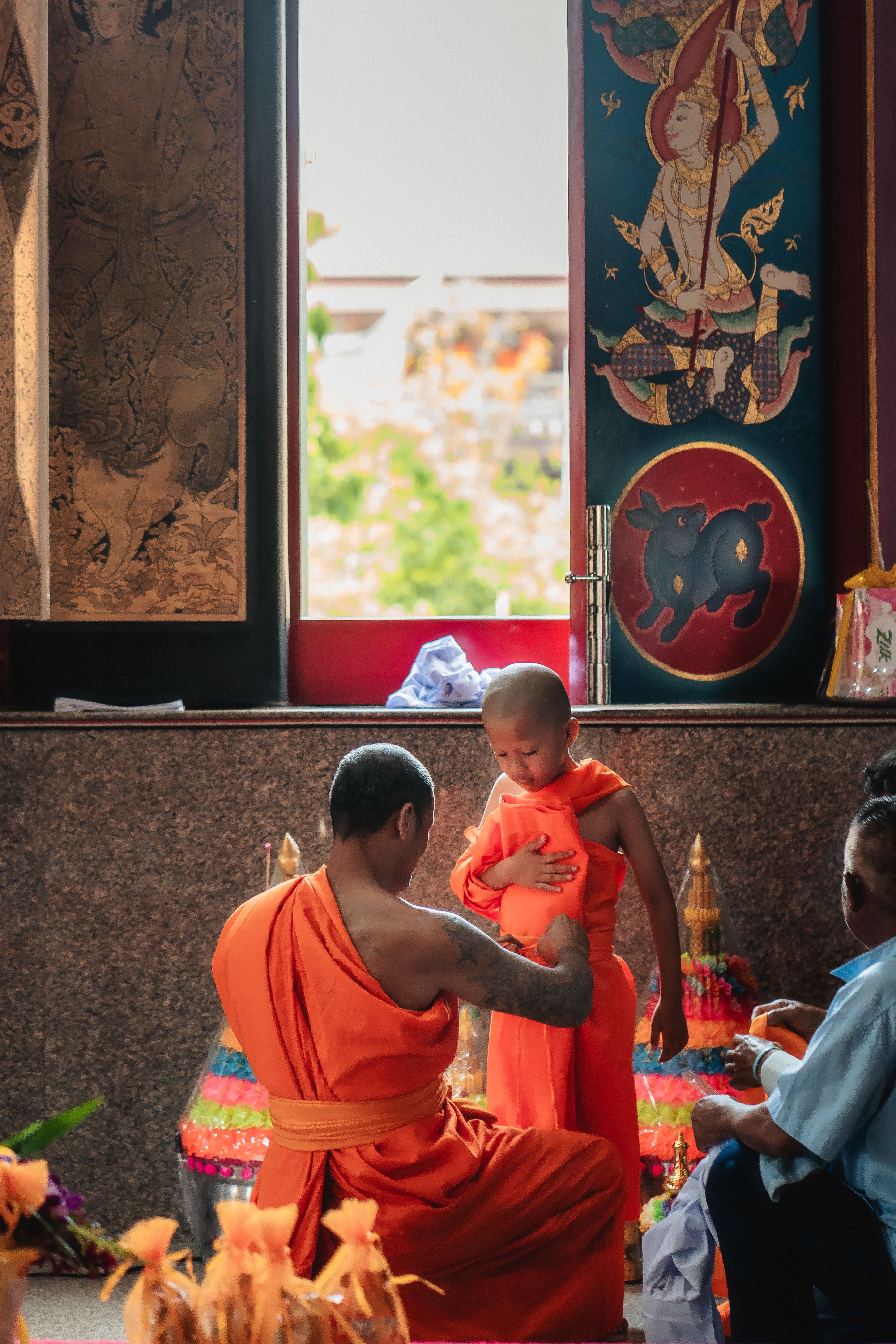 Buddhist Monk and Novice in Temple Ceremony · Free Stock Photo