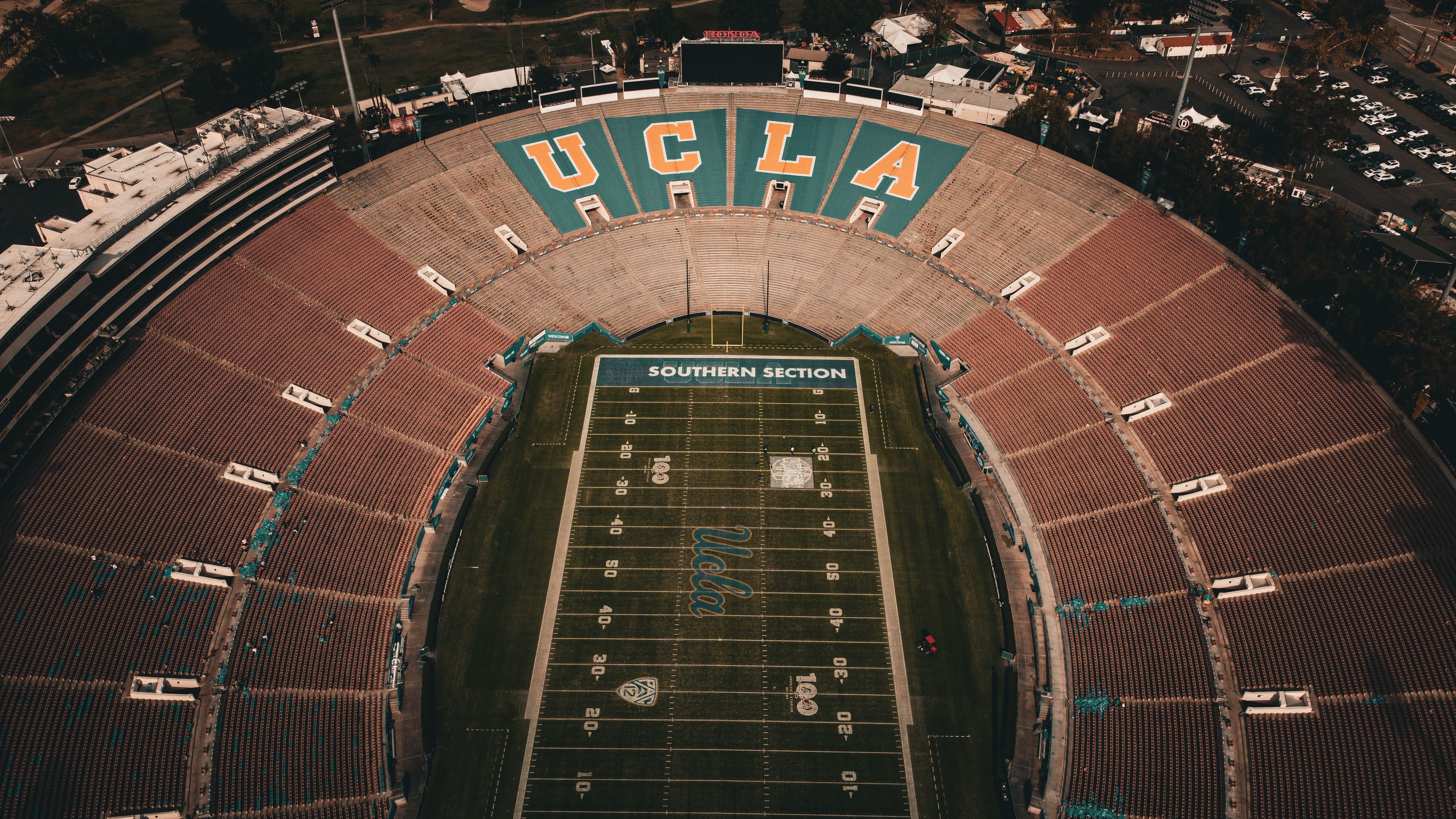 Aerial View of UCLA's Iconic Stadium · Free Stock Photo