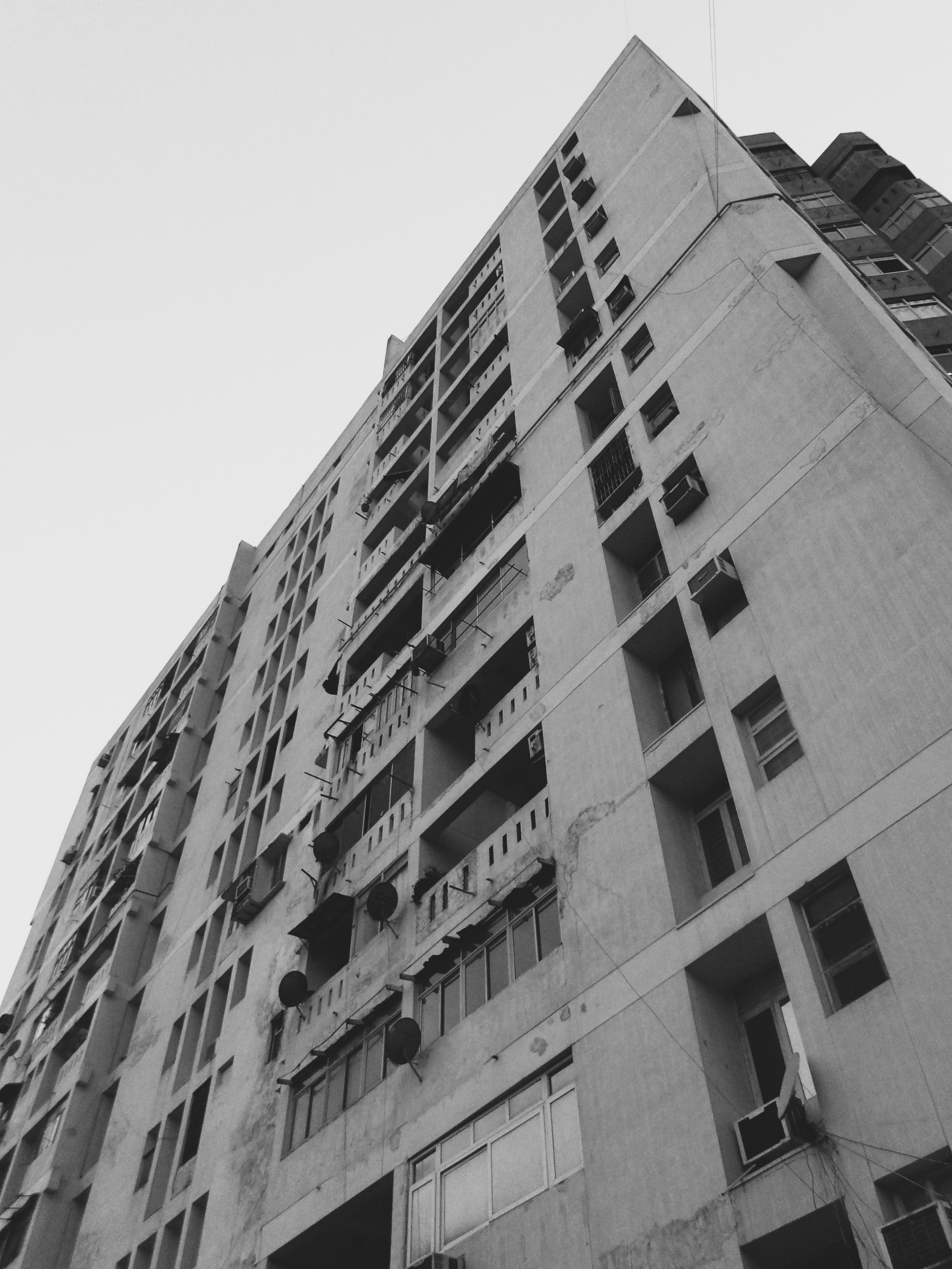 Monochrome Urban High-Rise Building Exterior · Free Stock Photo