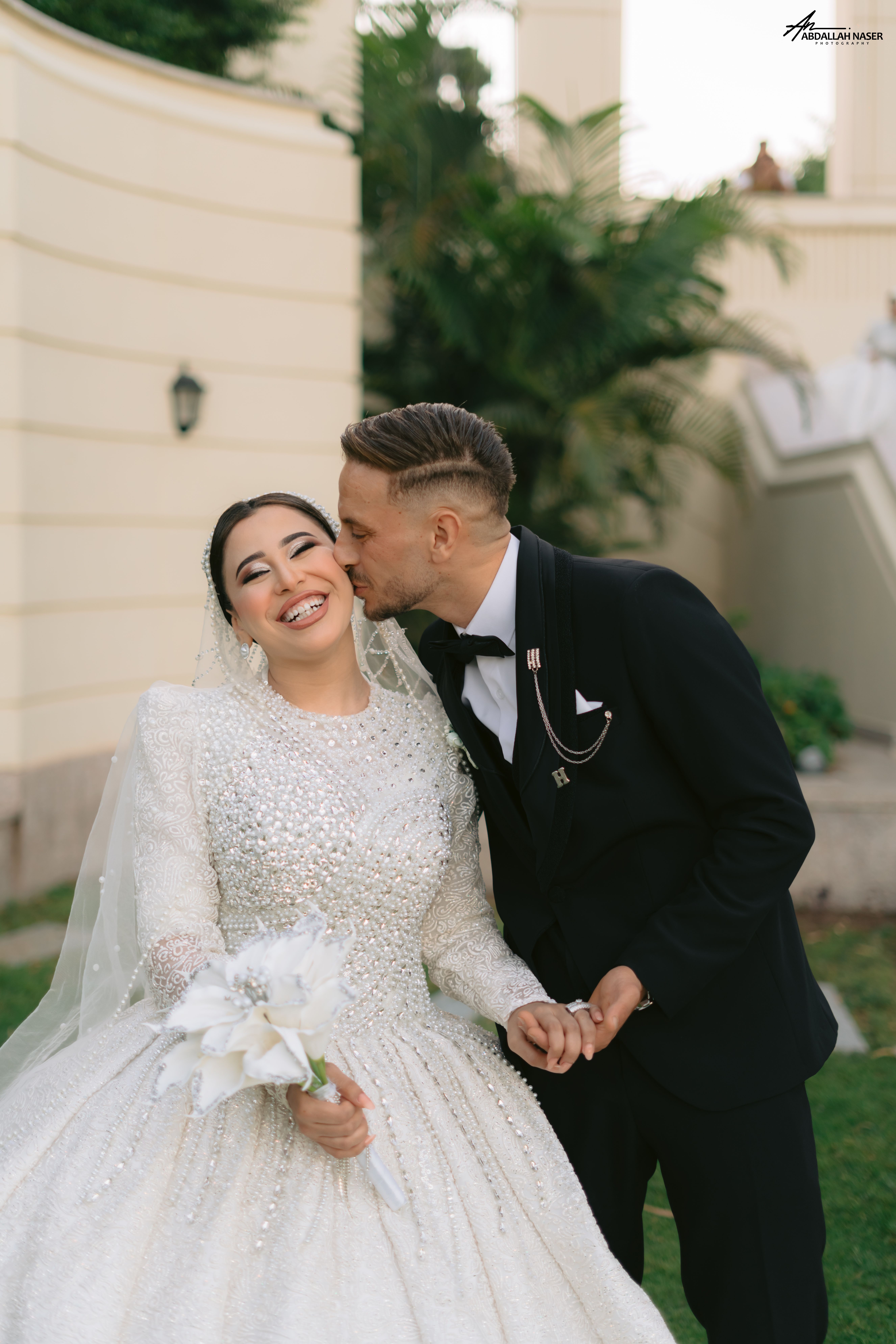 Elegant Outdoor Wedding Portrait of Couple · Free Stock Photo