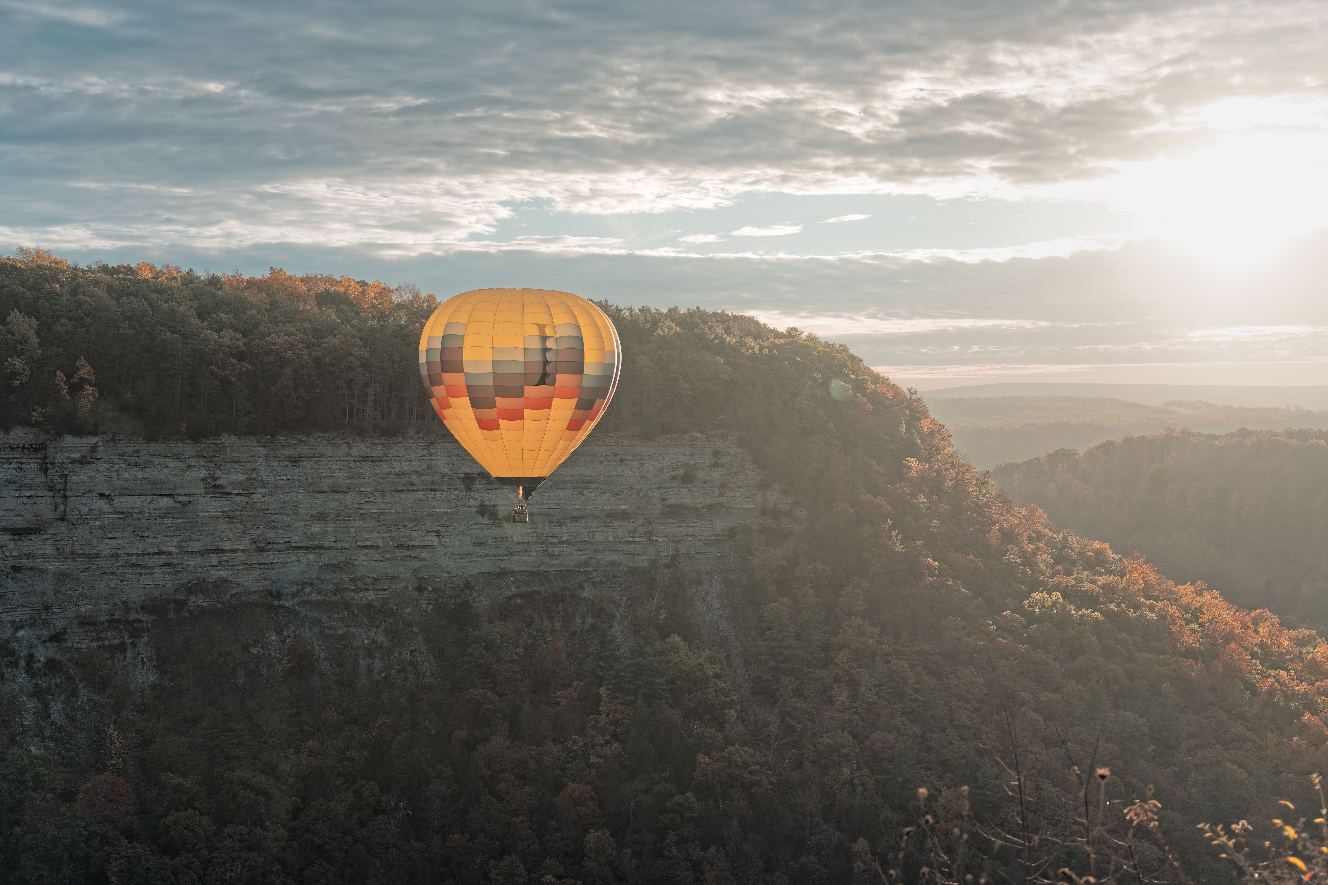 Hot Air Balloon Over Letchworth State Park at Sunrise · Free Stock Photo