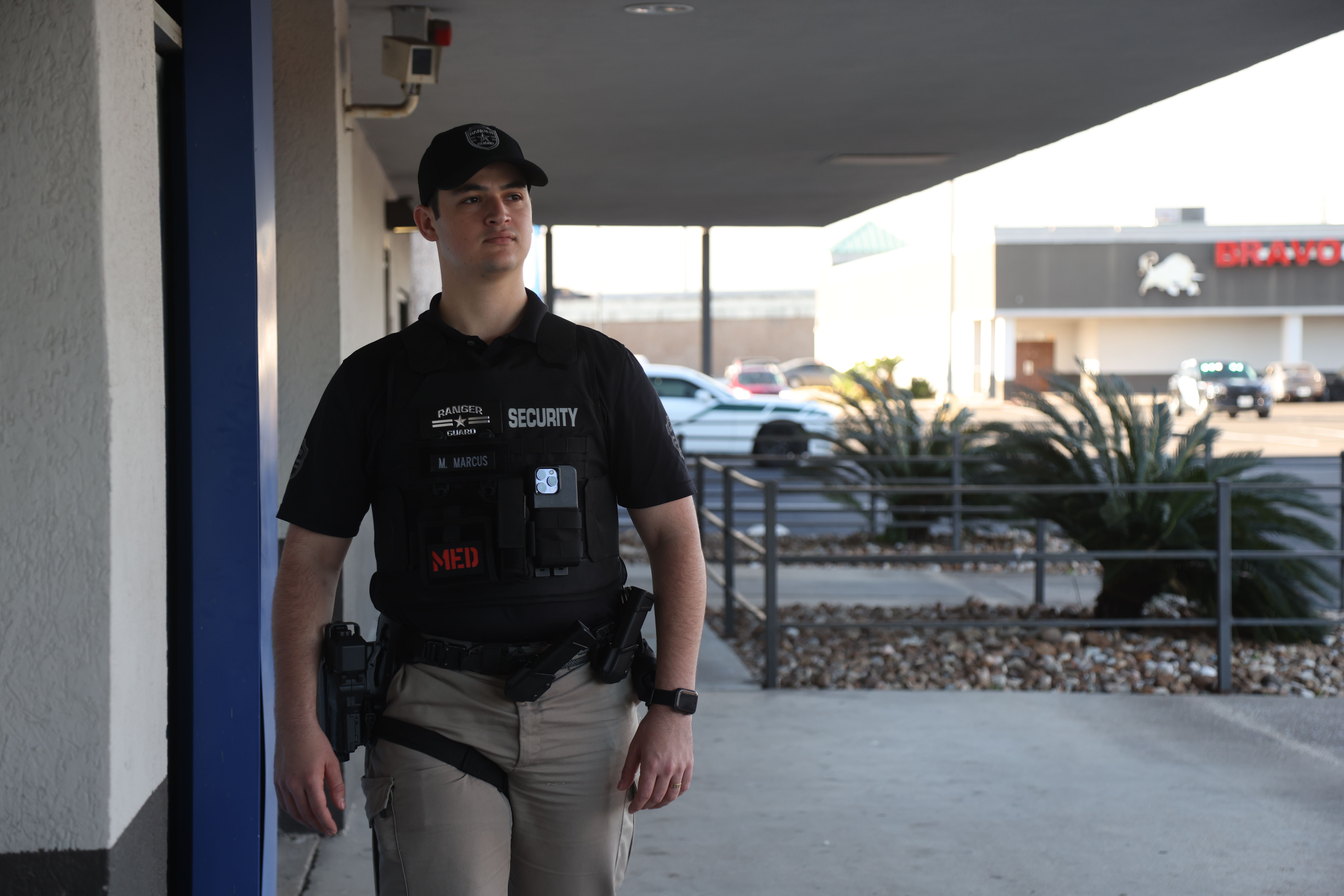 Security Officer Patrolling League City Exterior · Free Stock Photo