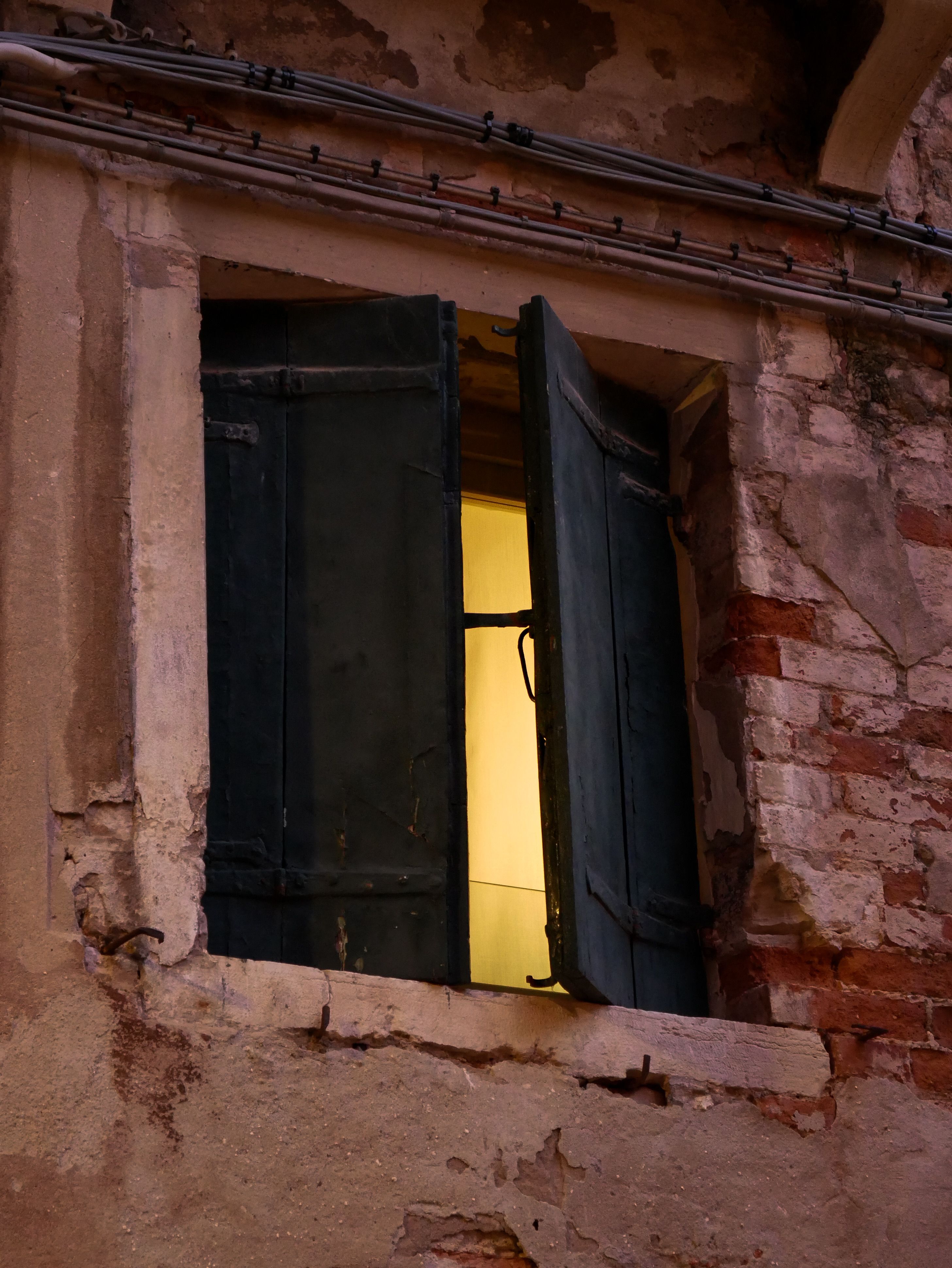 Rustic Window with Open Shutters at Night · Free Stock Photo