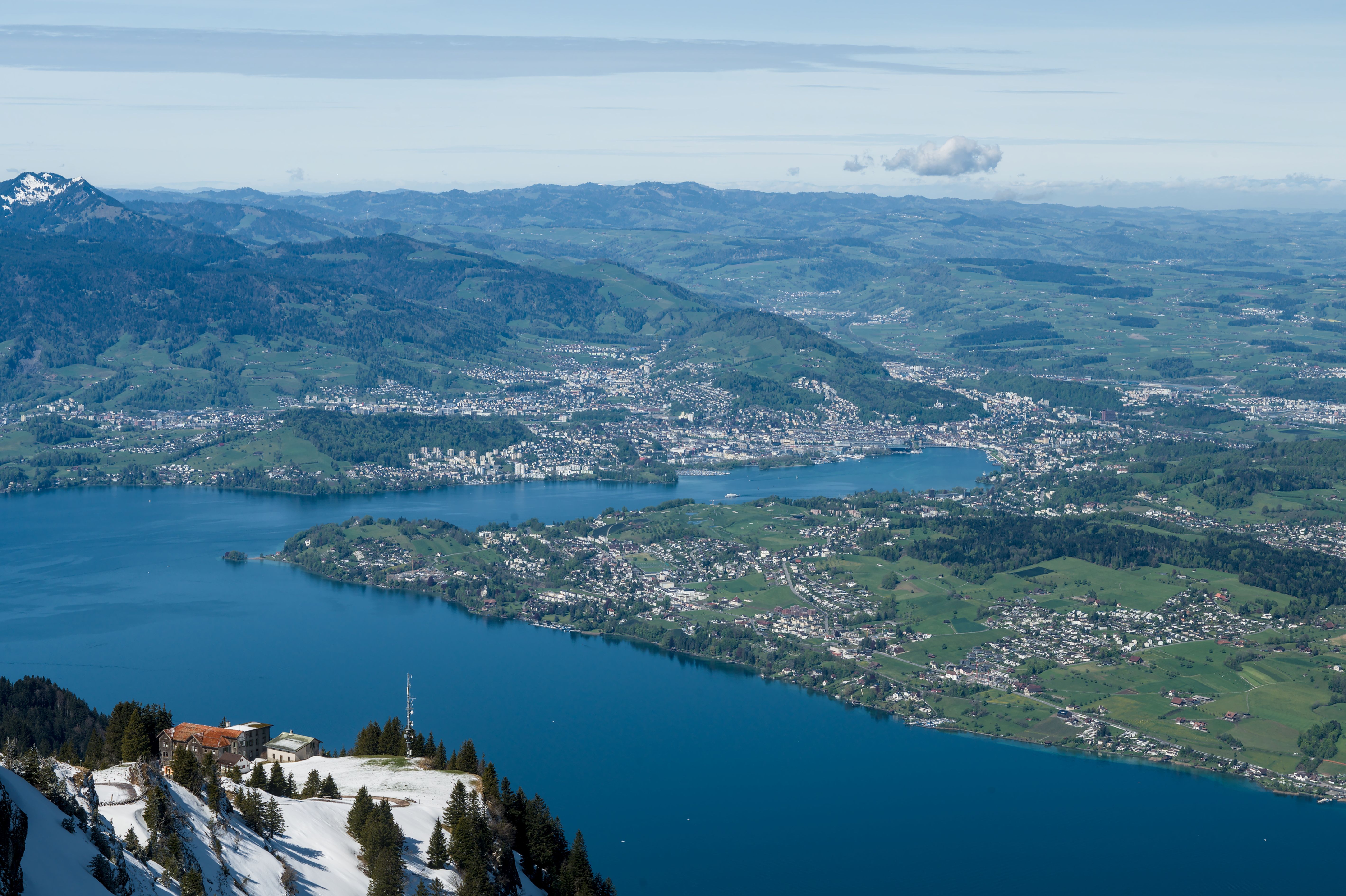 Aerial View of Lake Lucerne and Surrounding Landscape · Free Stock Photo