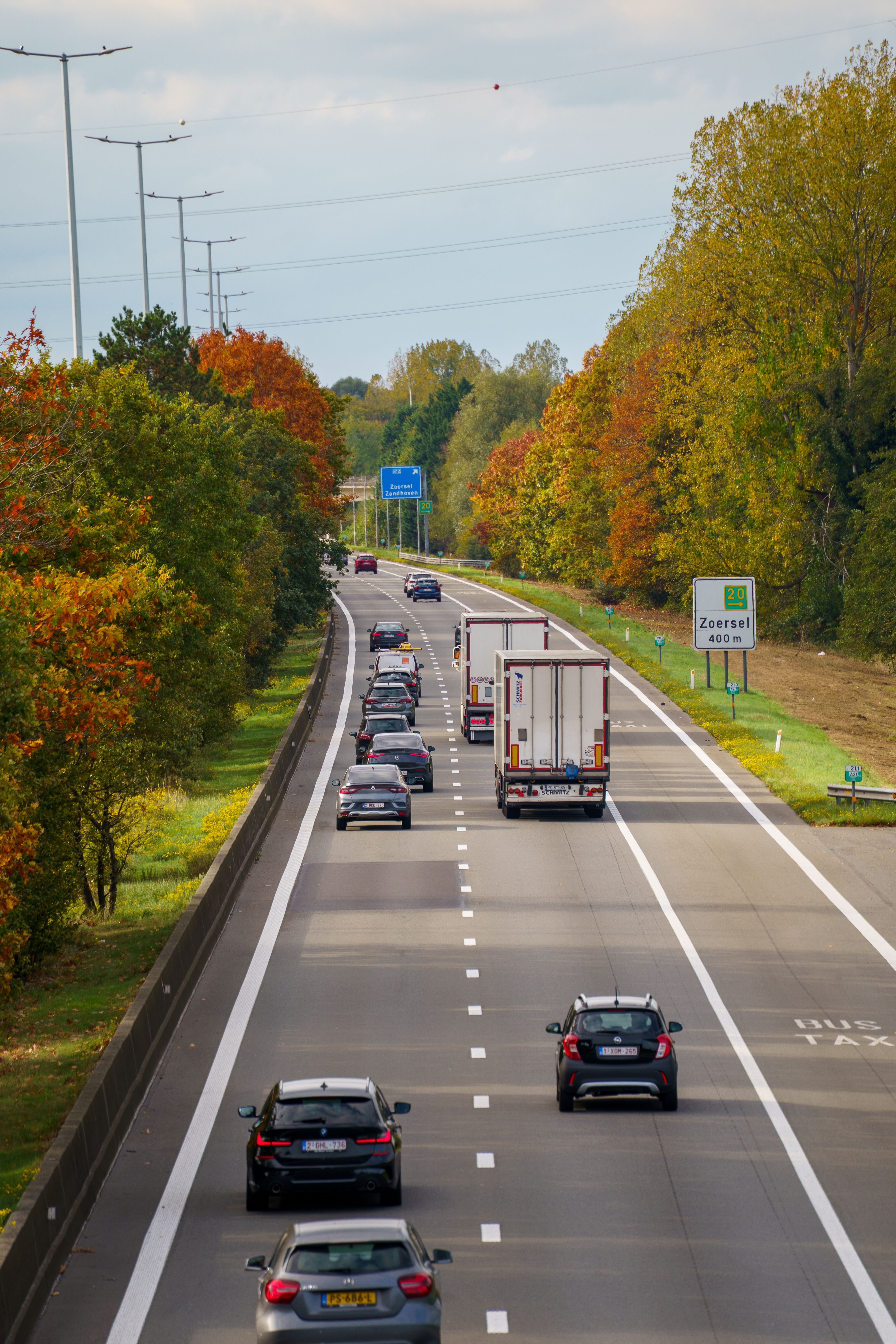 Traffic on Belgian Highway in Autumn · Free Stock Photo