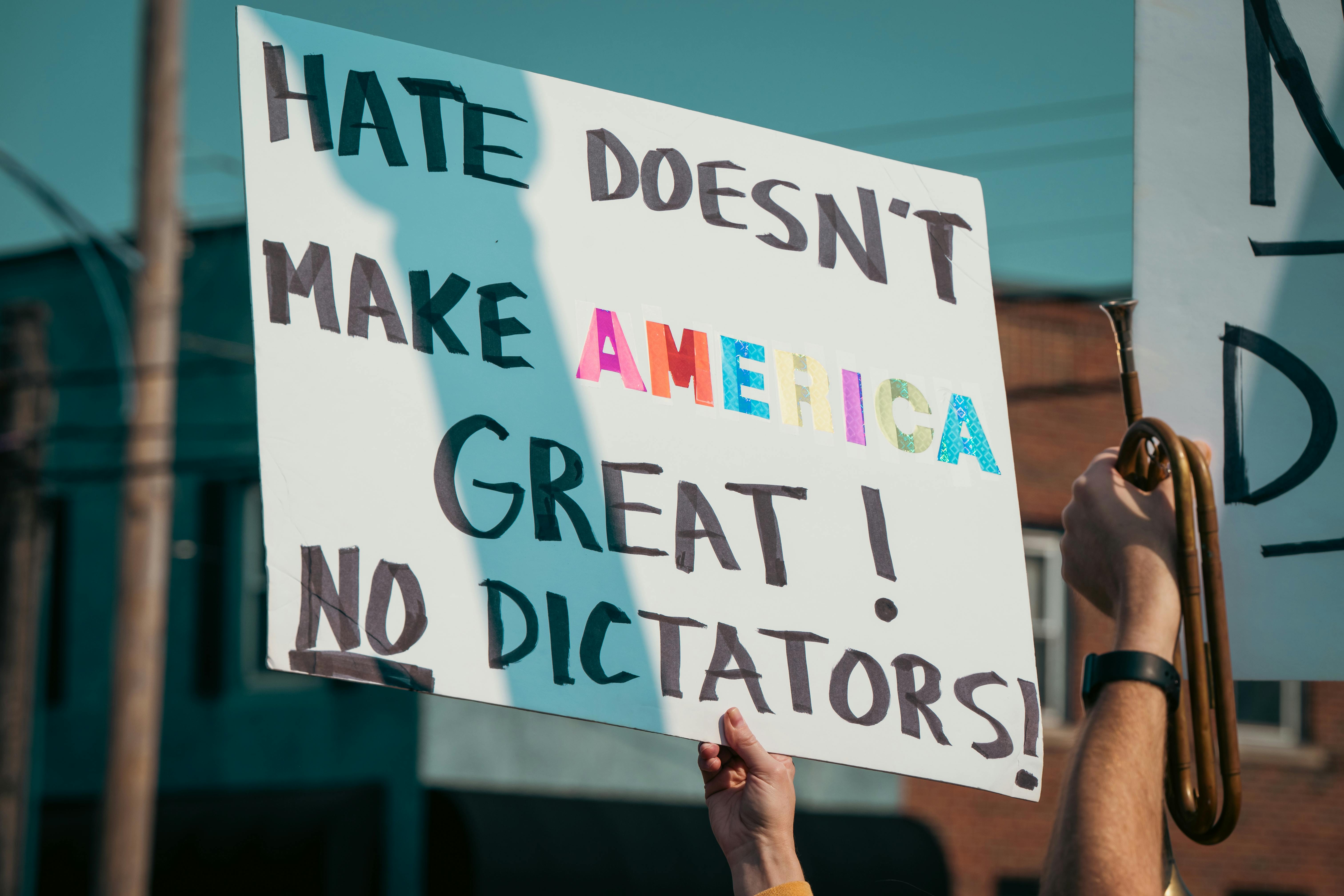 Protest Sign Against Dictatorship in America · Free Stock Photo