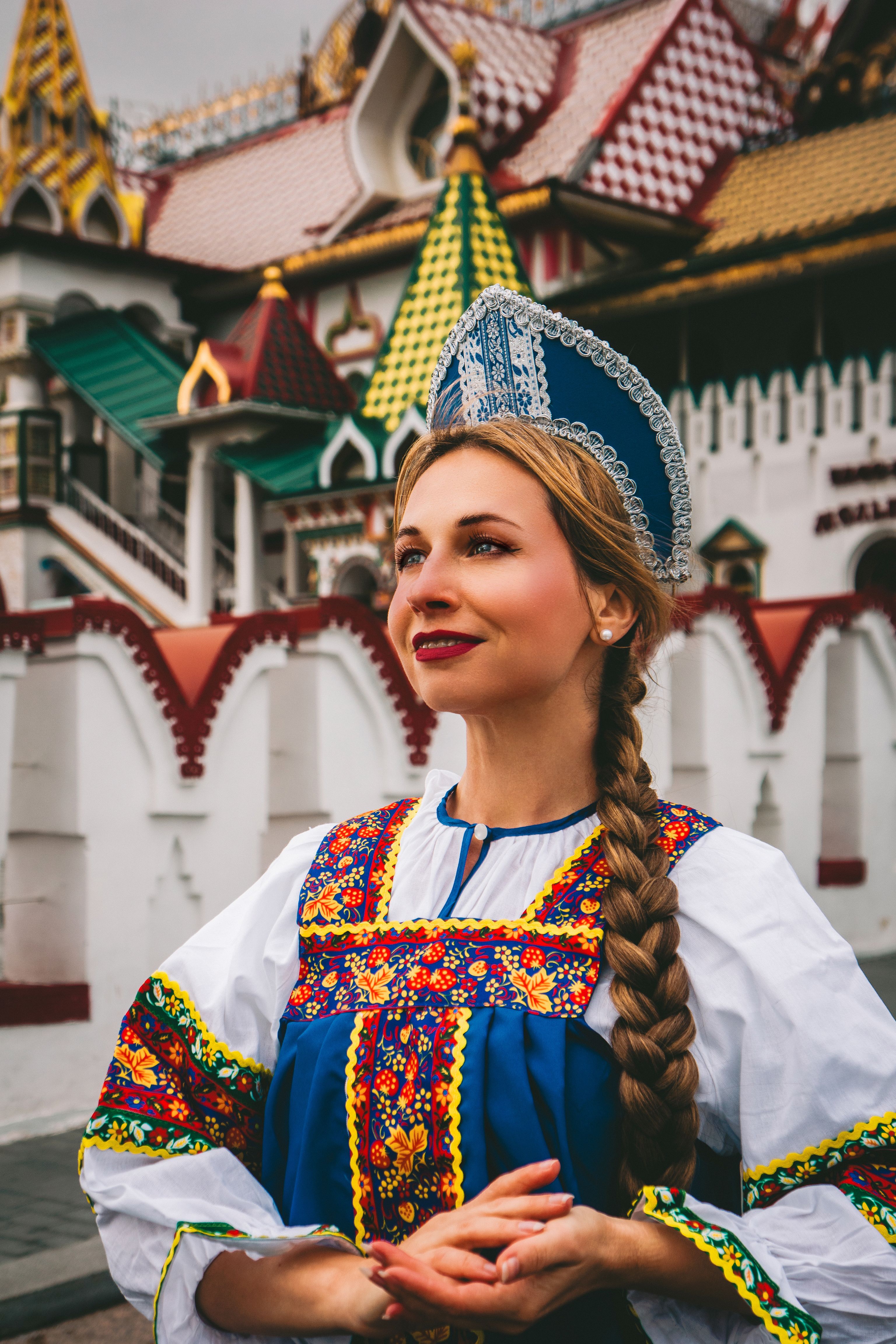 Smiling Woman in Traditional Russian Dress · Free Stock Photo
