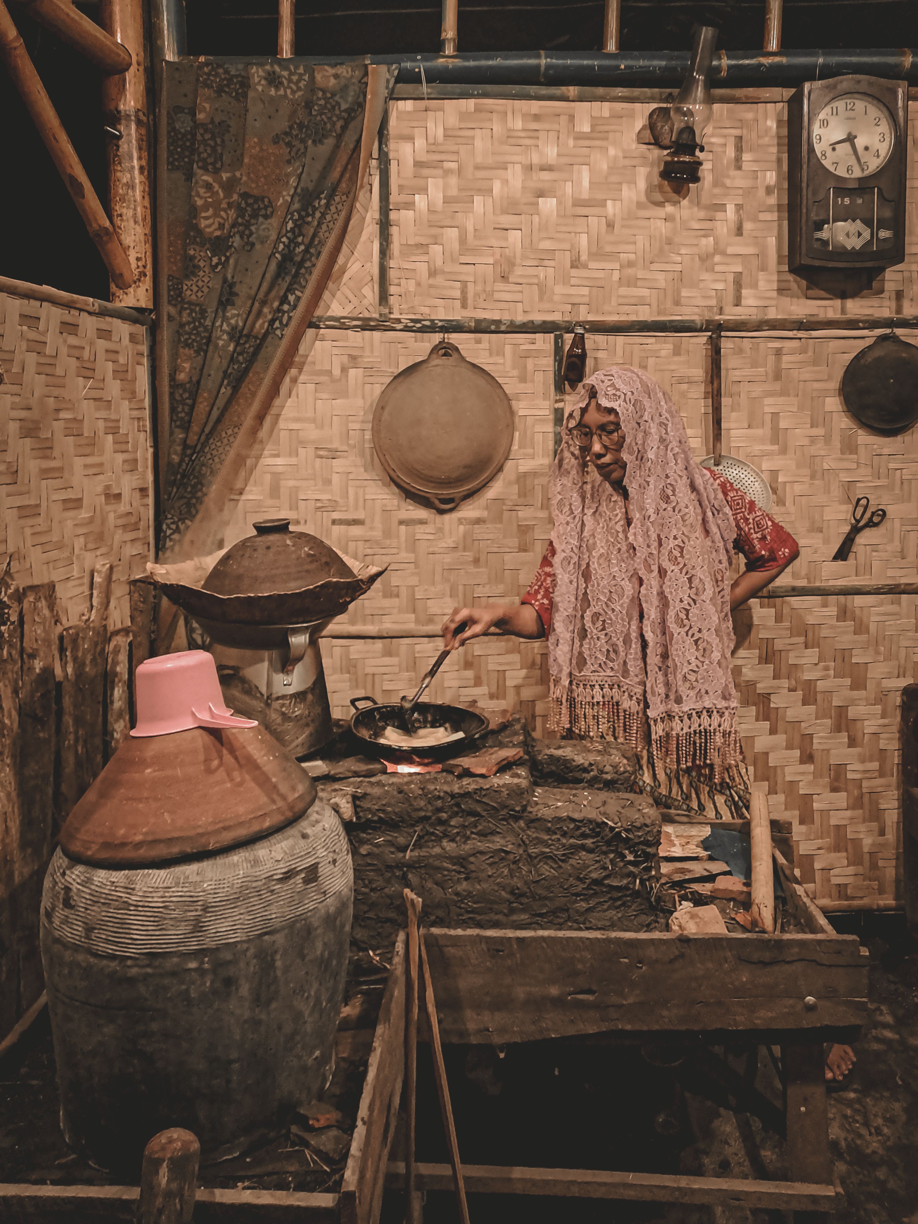 Traditional Cooking Scene in Rustic Kitchen · Free Stock Photo