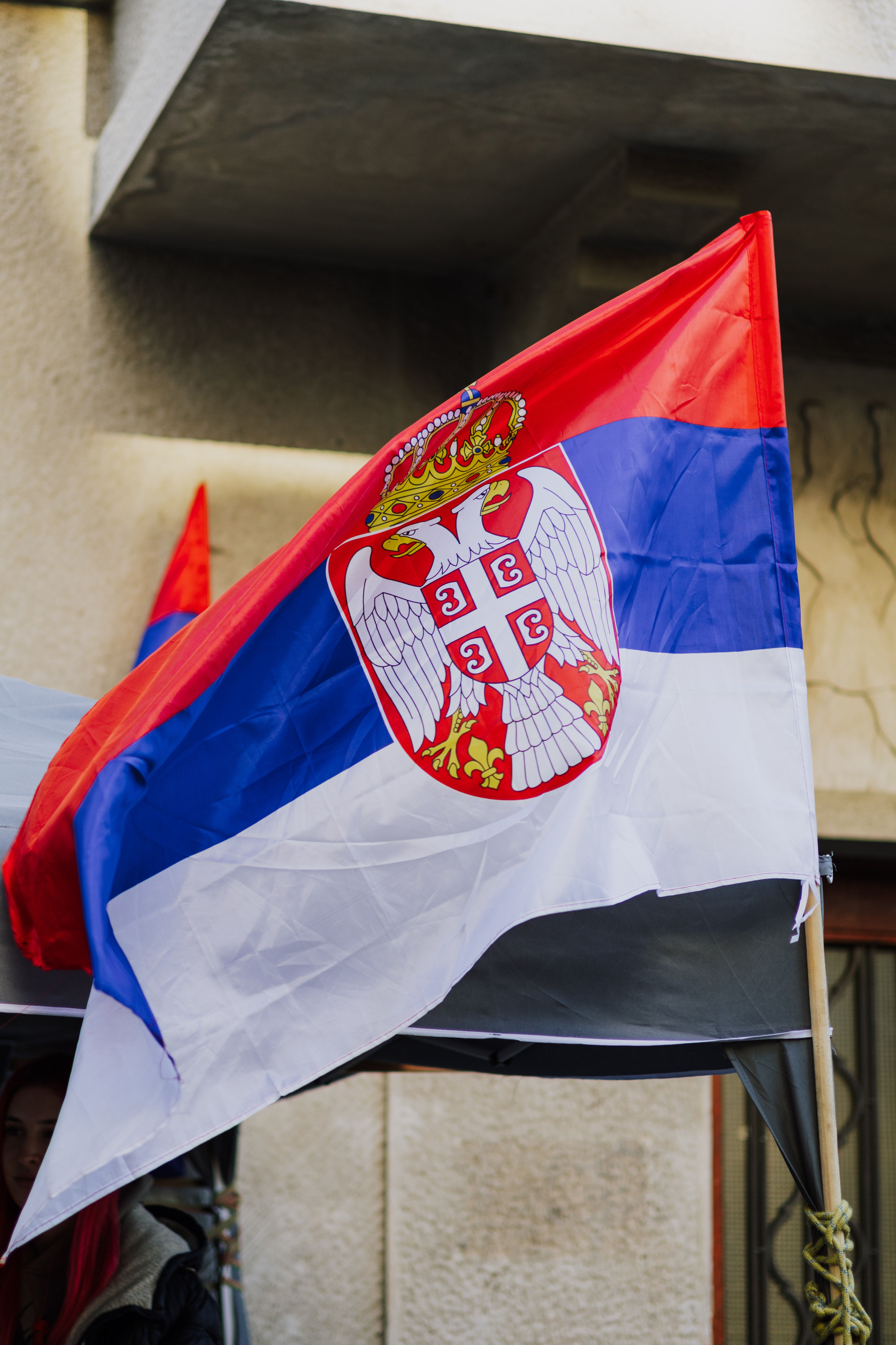 Vibrant Serbian Flag in Belgrade City Scene · Free Stock Photo
