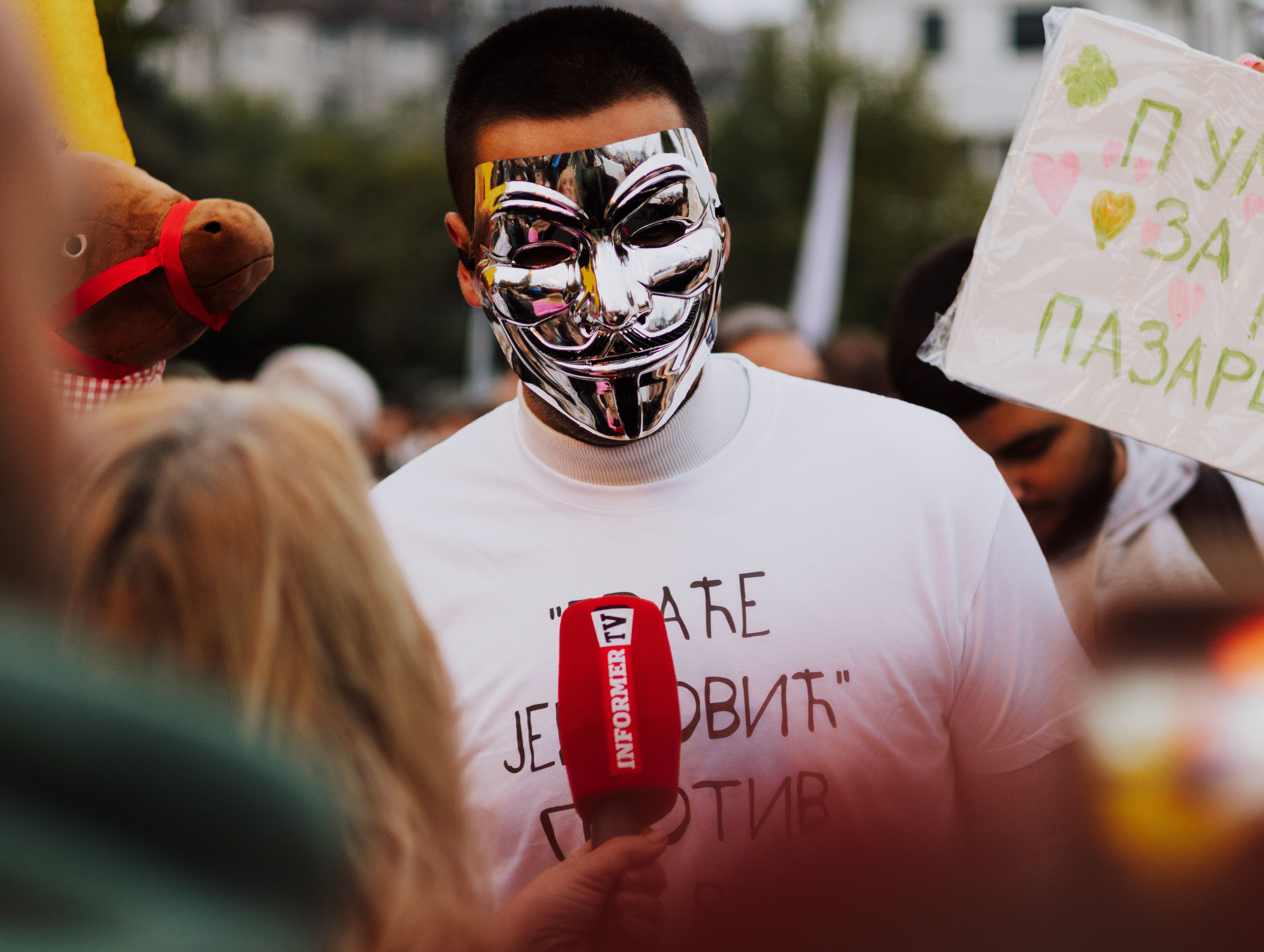 Protest in Belgrade with Anonymous Mask · Free Stock Photo