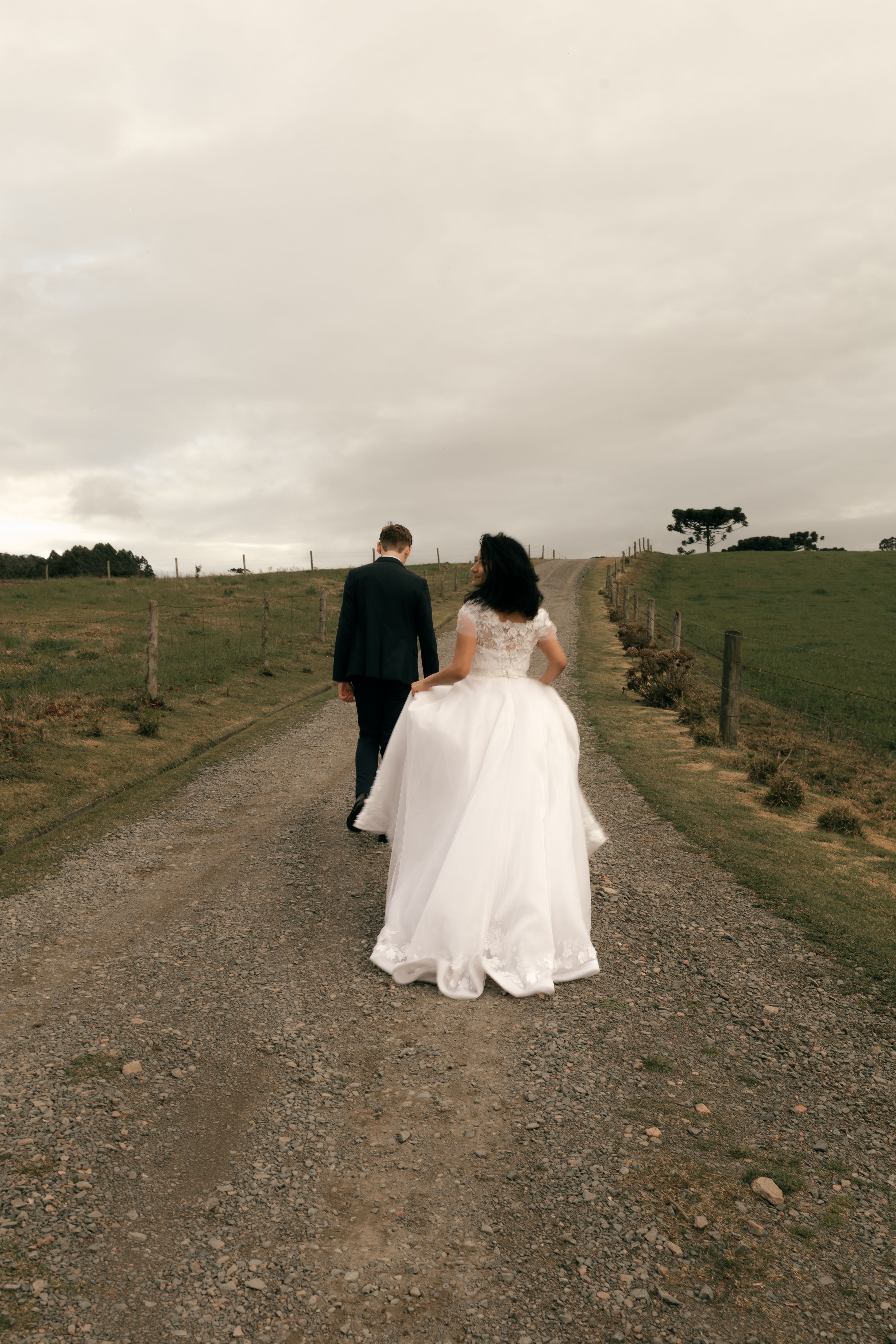 Romantic Rural Wedding Walk on Country Road · Free Stock Photo