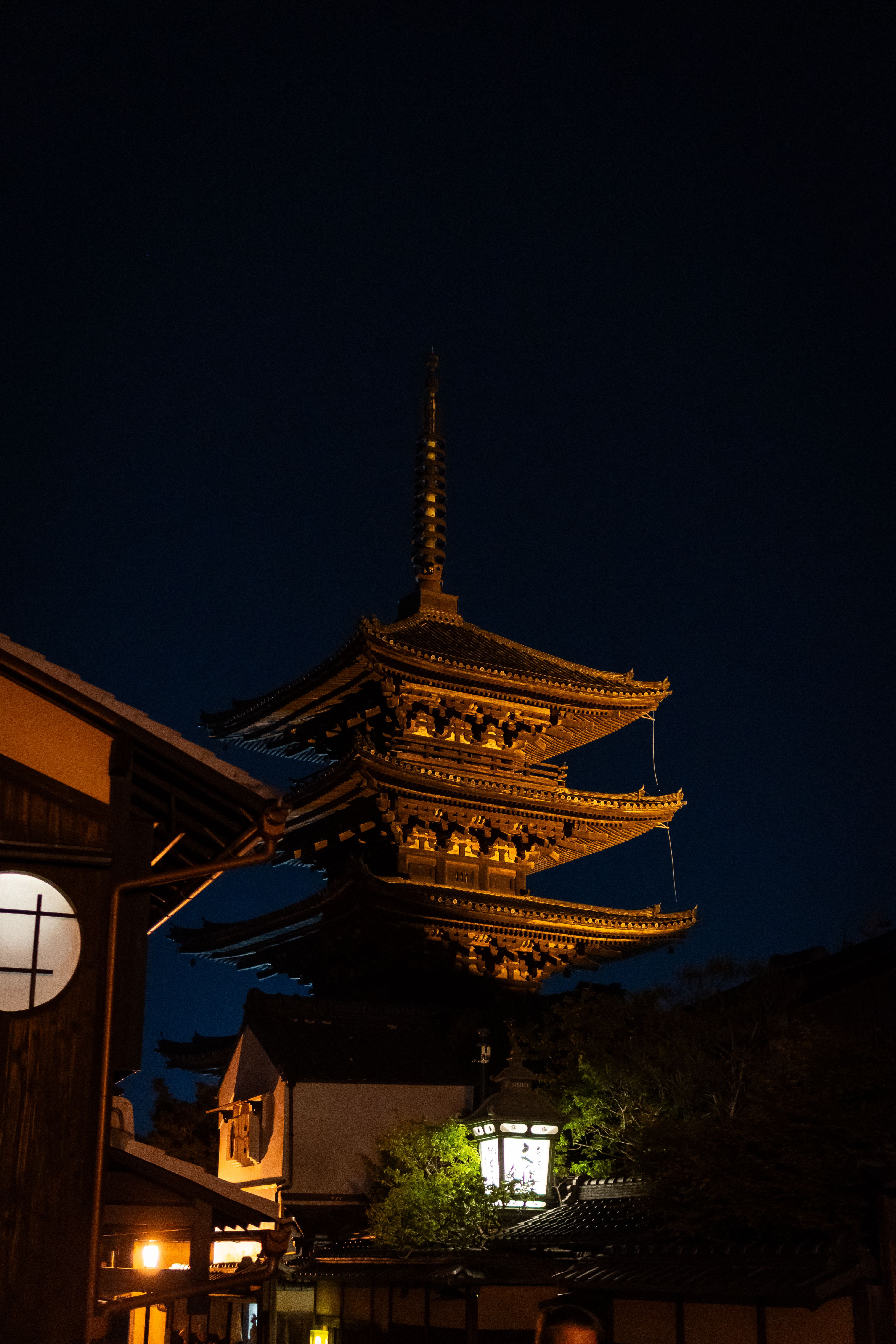 Illuminated Japanese Pagoda at Night · Free Stock Photo