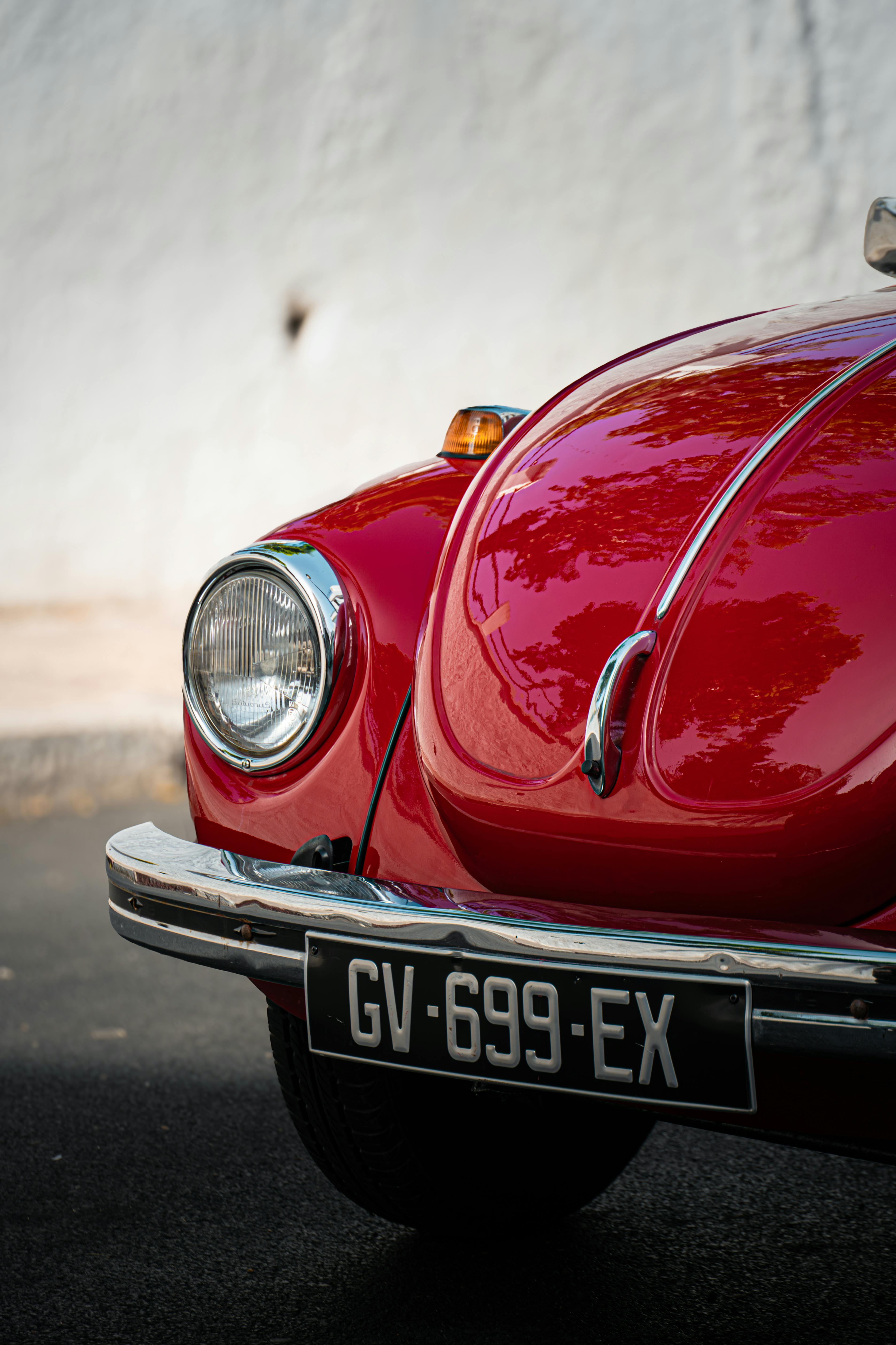 Close-Up of Classic Red Volkswagen Beetle in Tangier · Free Stock Photo