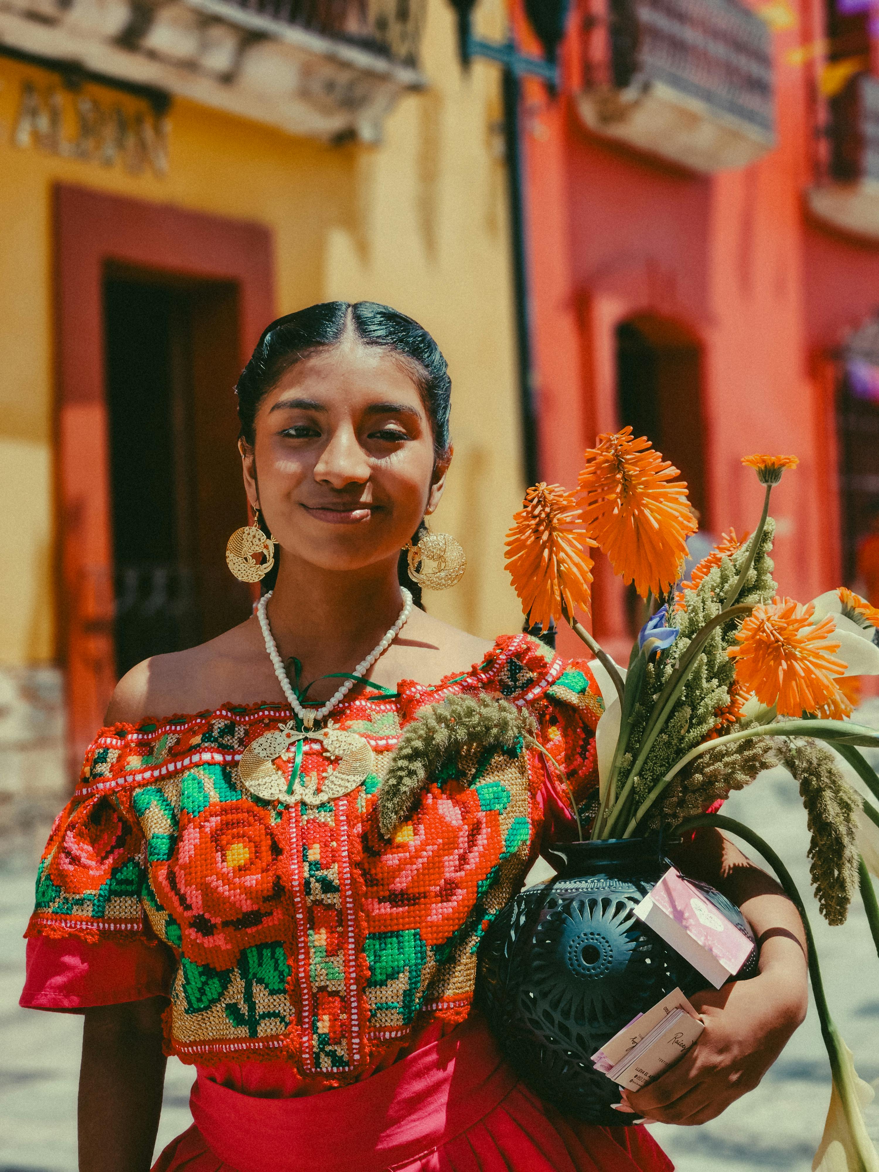 Traditional Mexican Attire in Oaxaca Street Scene · Free Stock Photo