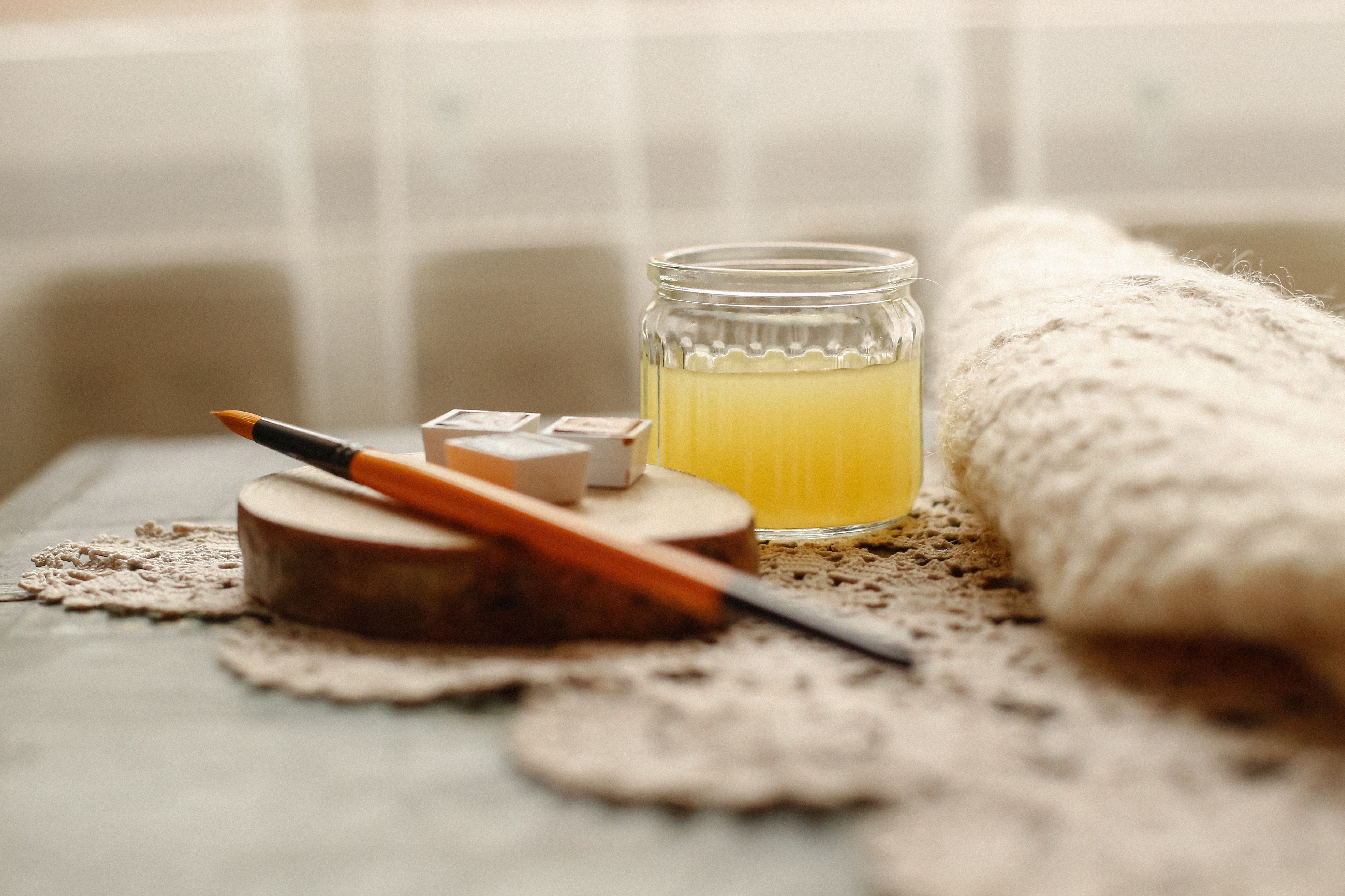 Cozy Artistic Still Life with Pencil and Juice · Free Stock Photo