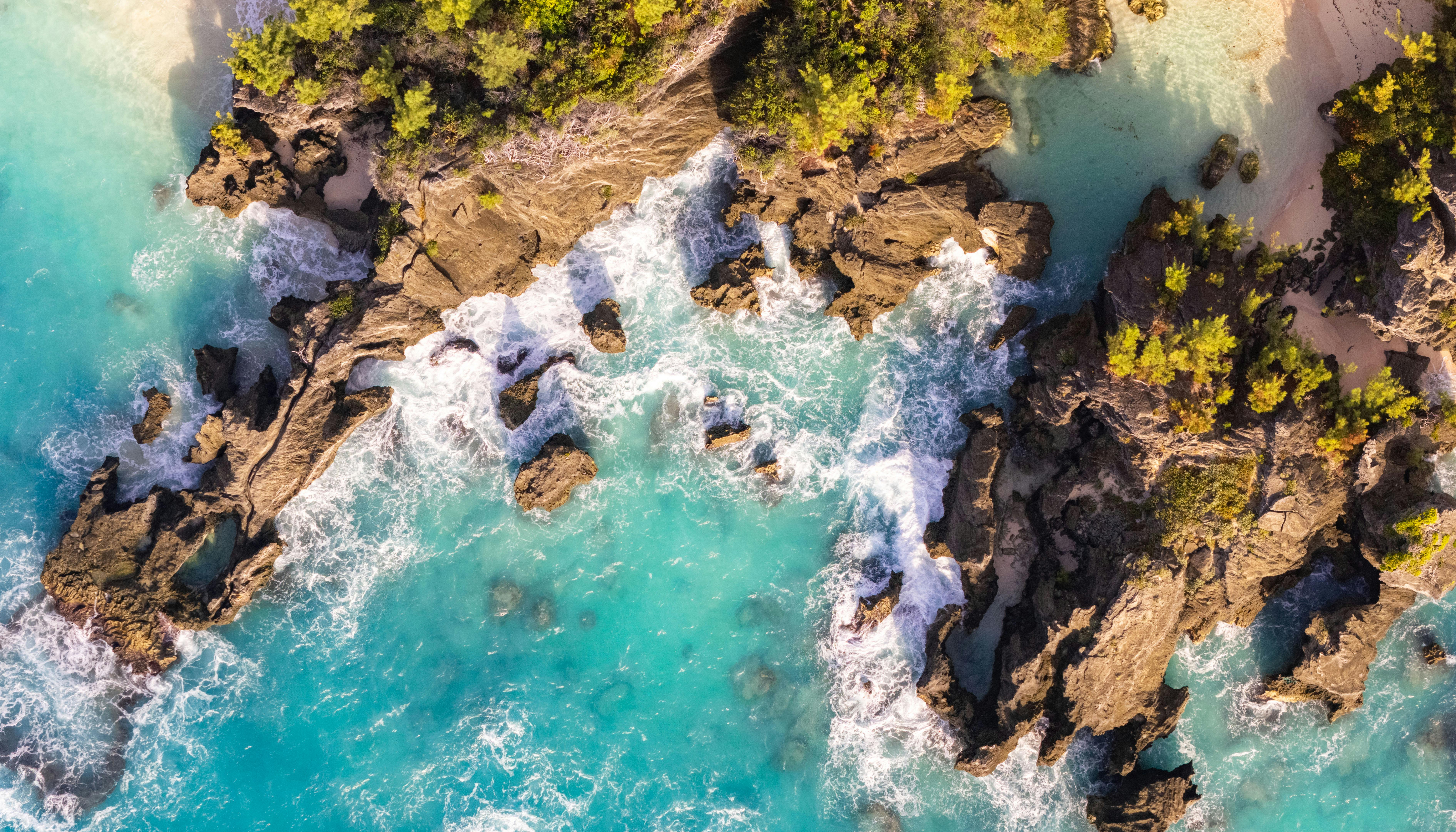 Aerial View of Bermuda's Rocky Shoreline · Free Stock Photo