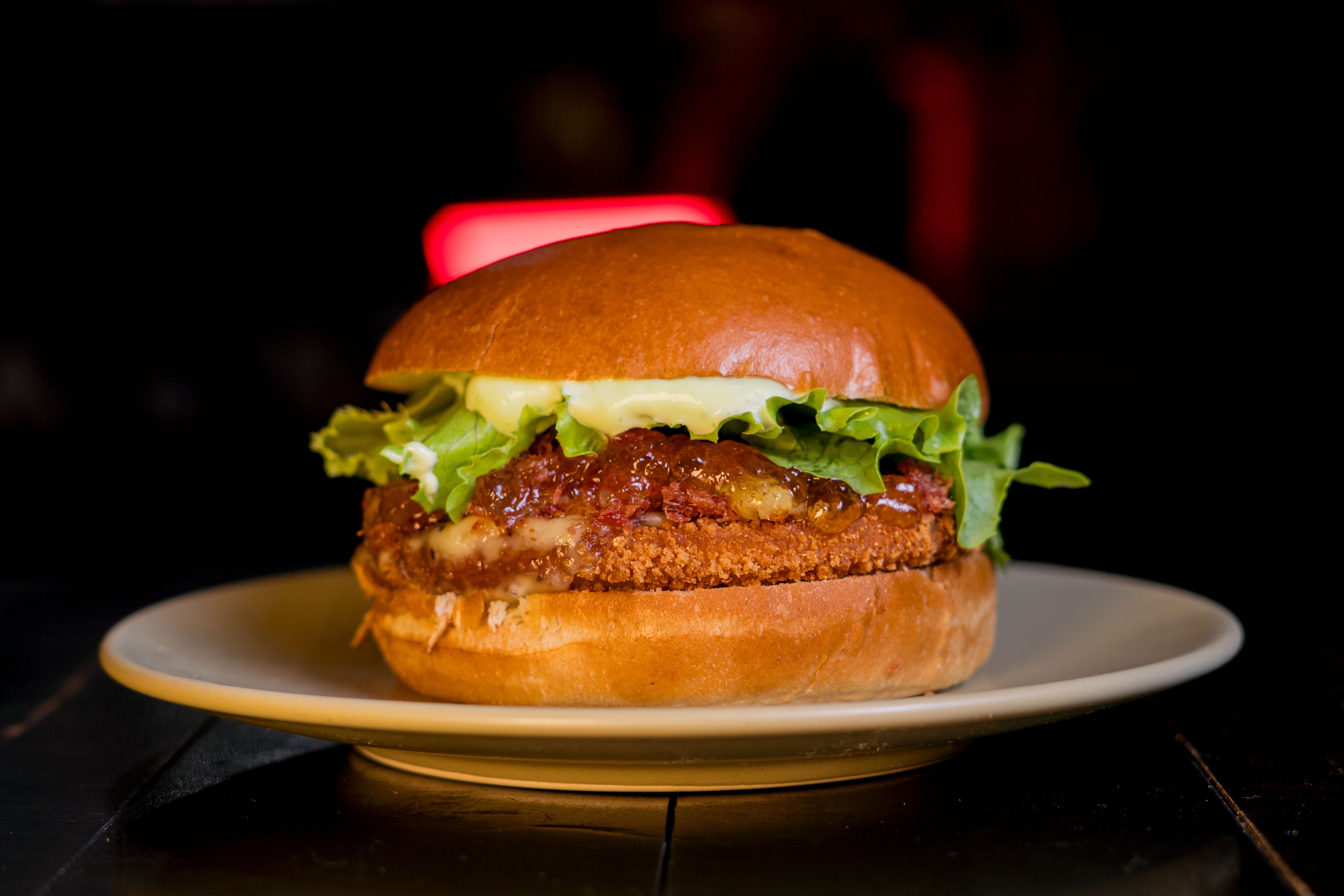 Delicious Crispy Chicken Burger on Plate · Free Stock Photo
