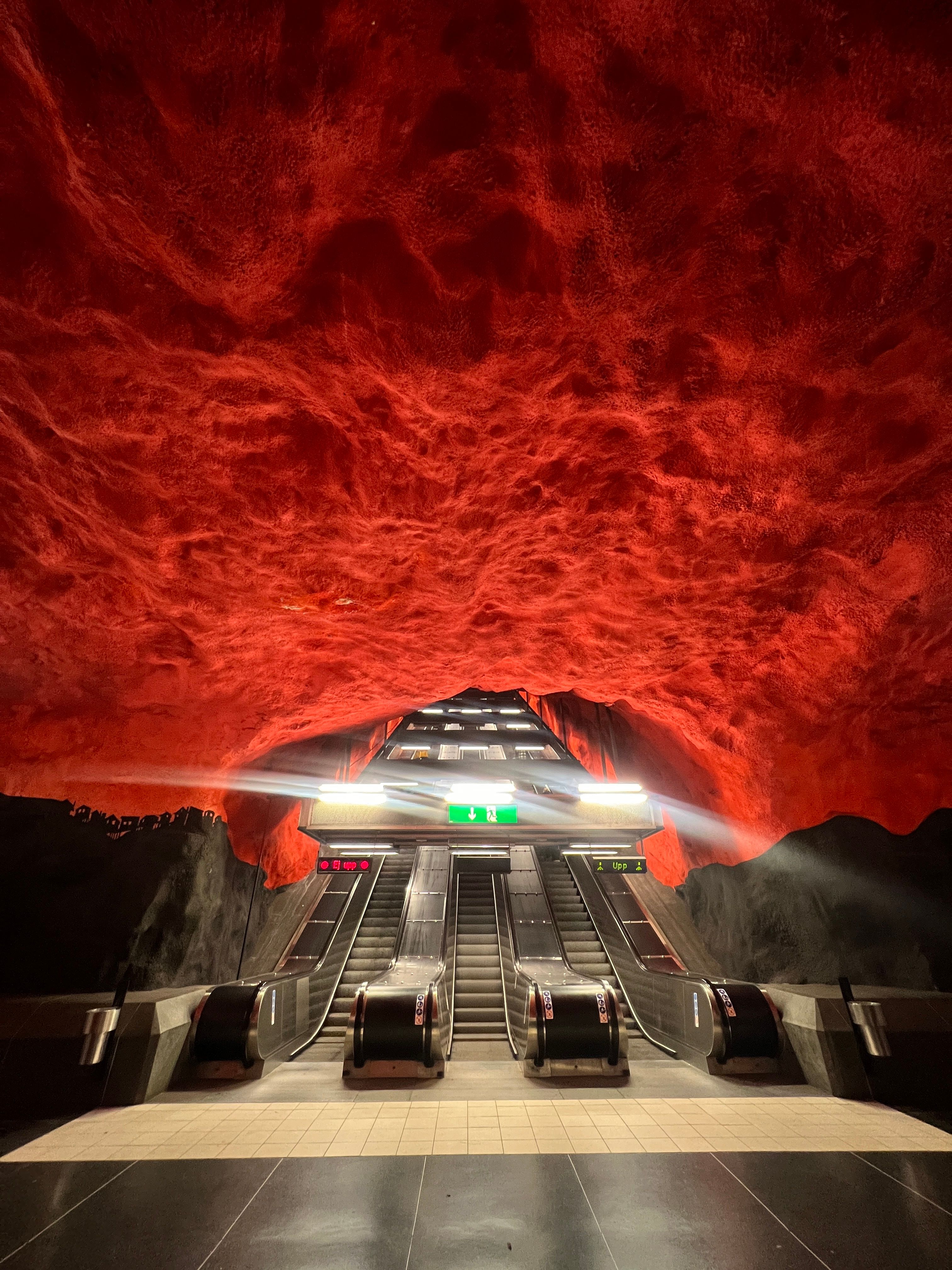 Stunning Red Rock Metro Station in Stockholm · Free Stock Photo