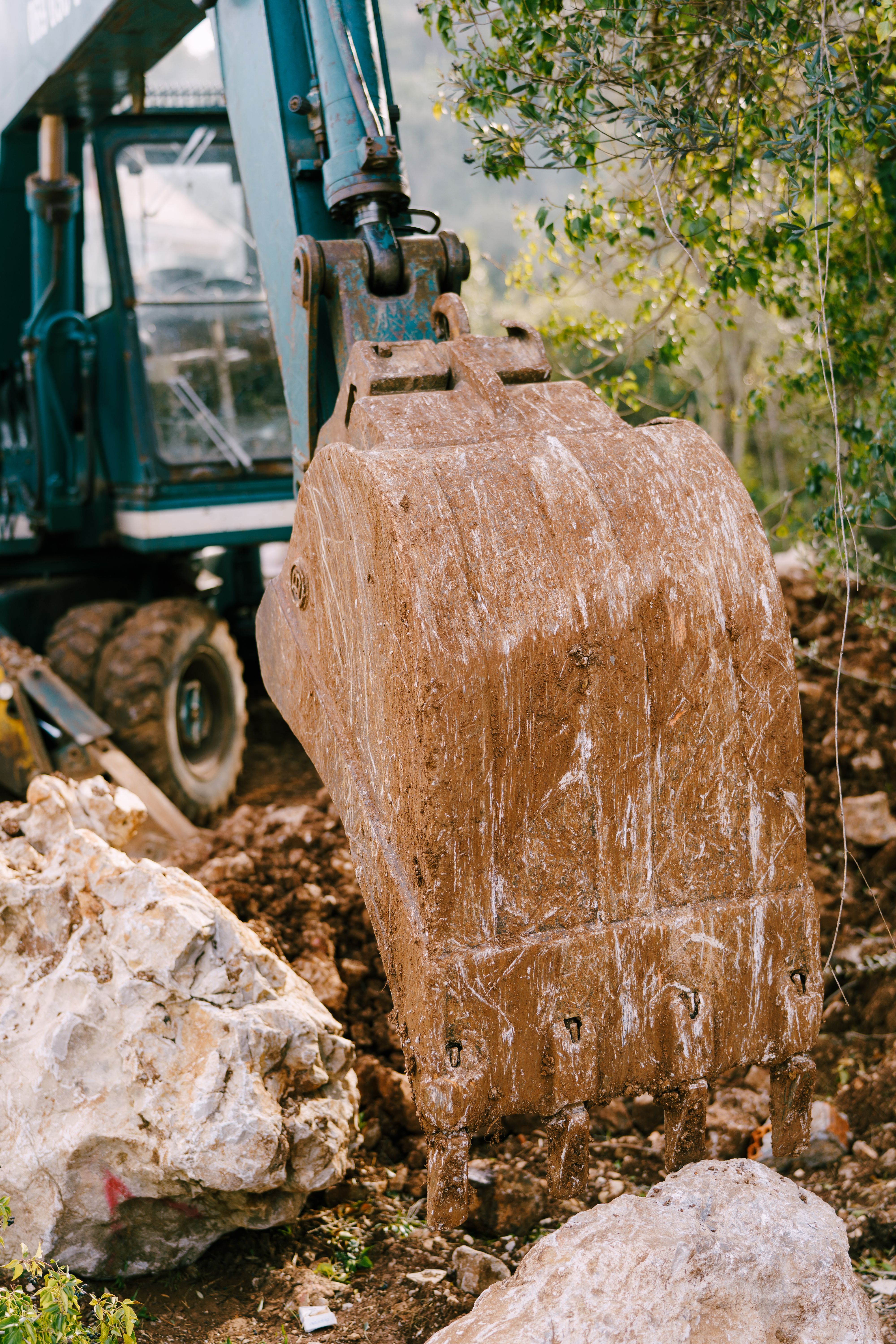 Industrial Excavator Digging at Construction Site · Free Stock Photo