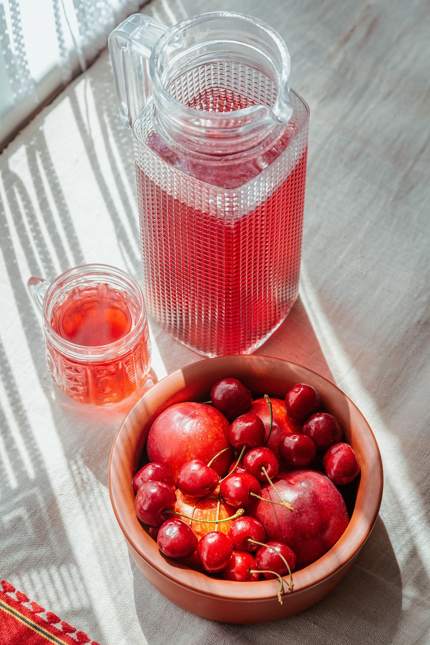 Rustic Still Life with Cherries and Juice · Free Stock Photo
