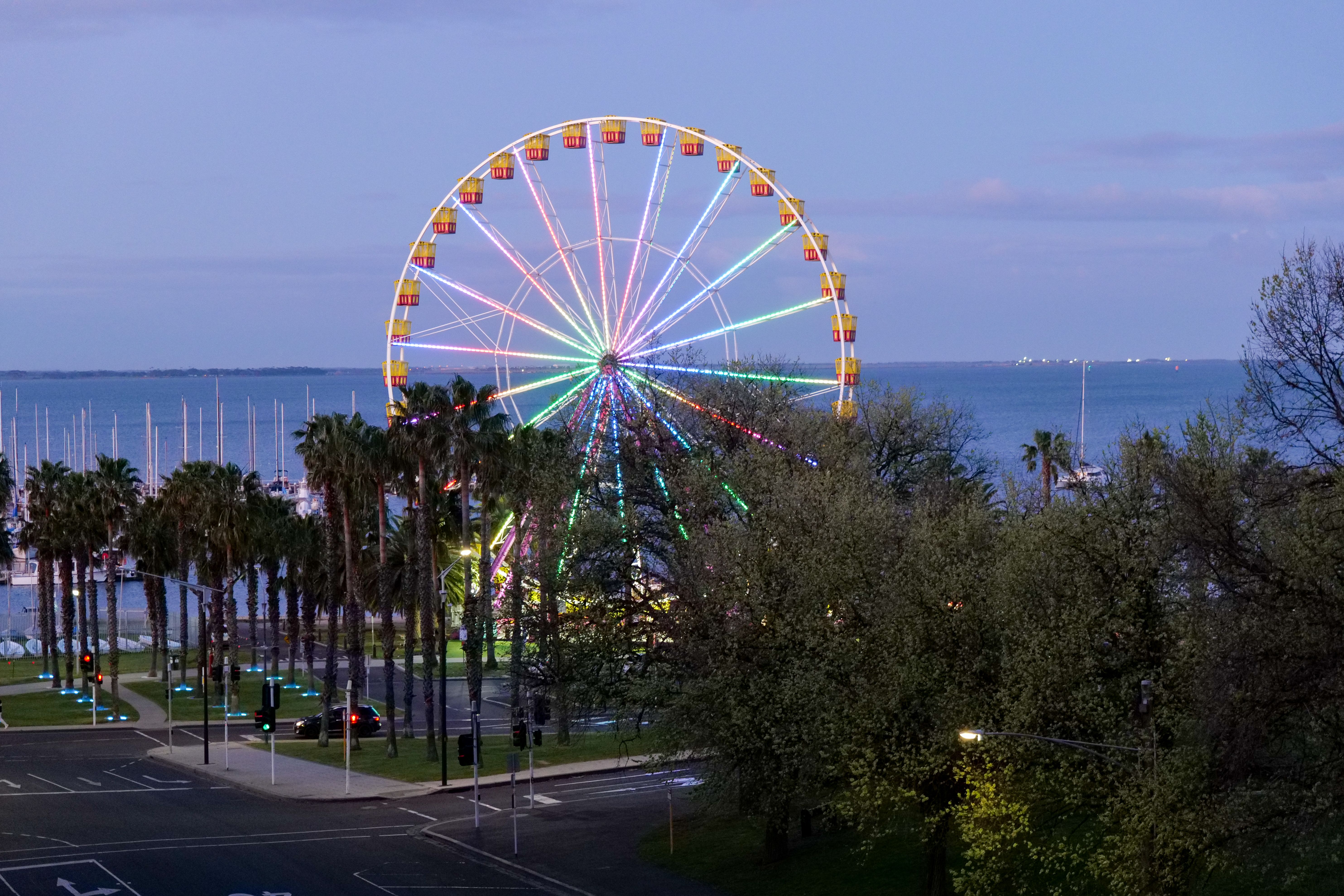 Colorful Ferris Wheel in Geelong at Dusk · Free Stock Photo