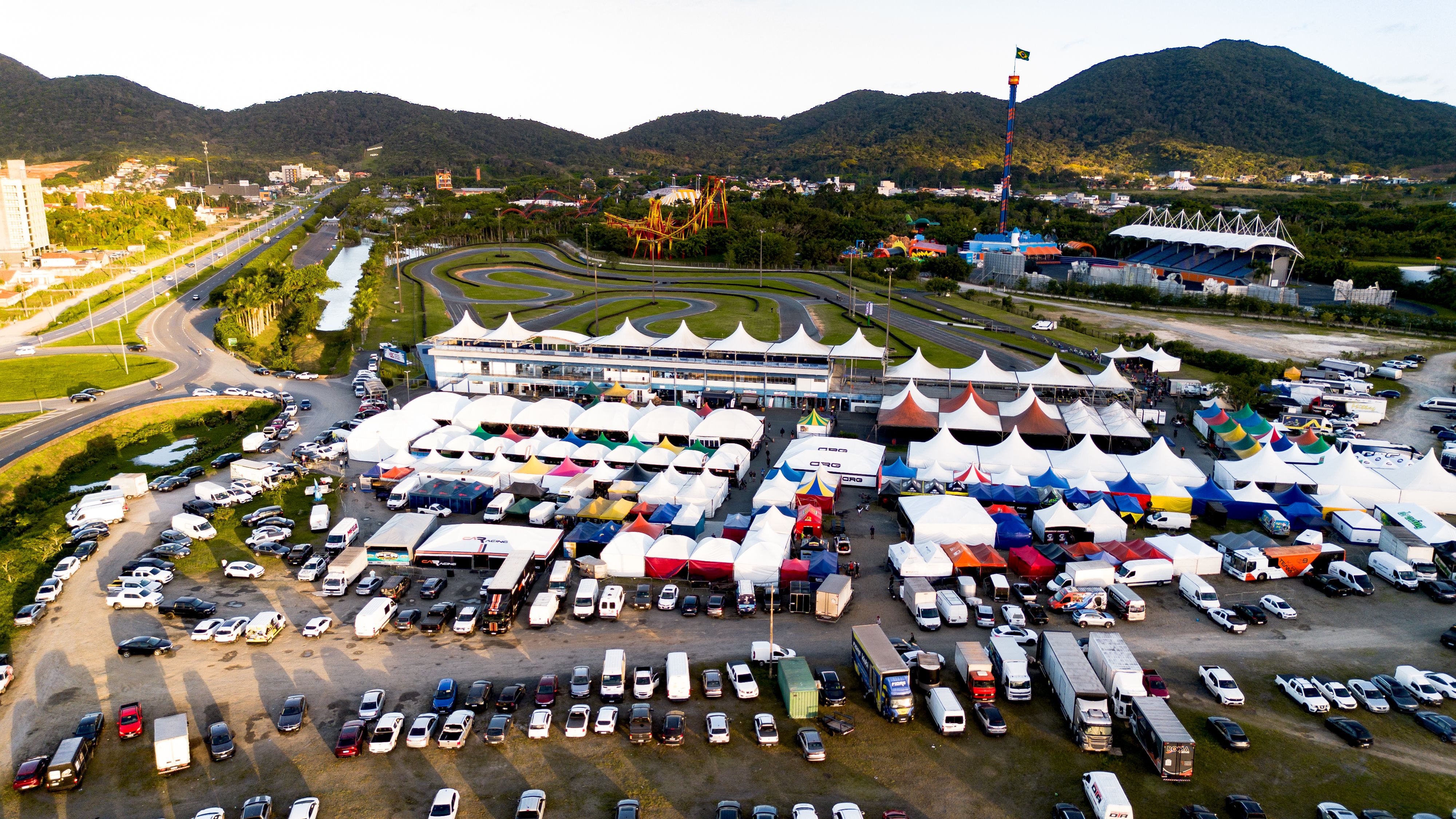 Aerial View of Karting Event with Tents and Track · Free Stock Photo