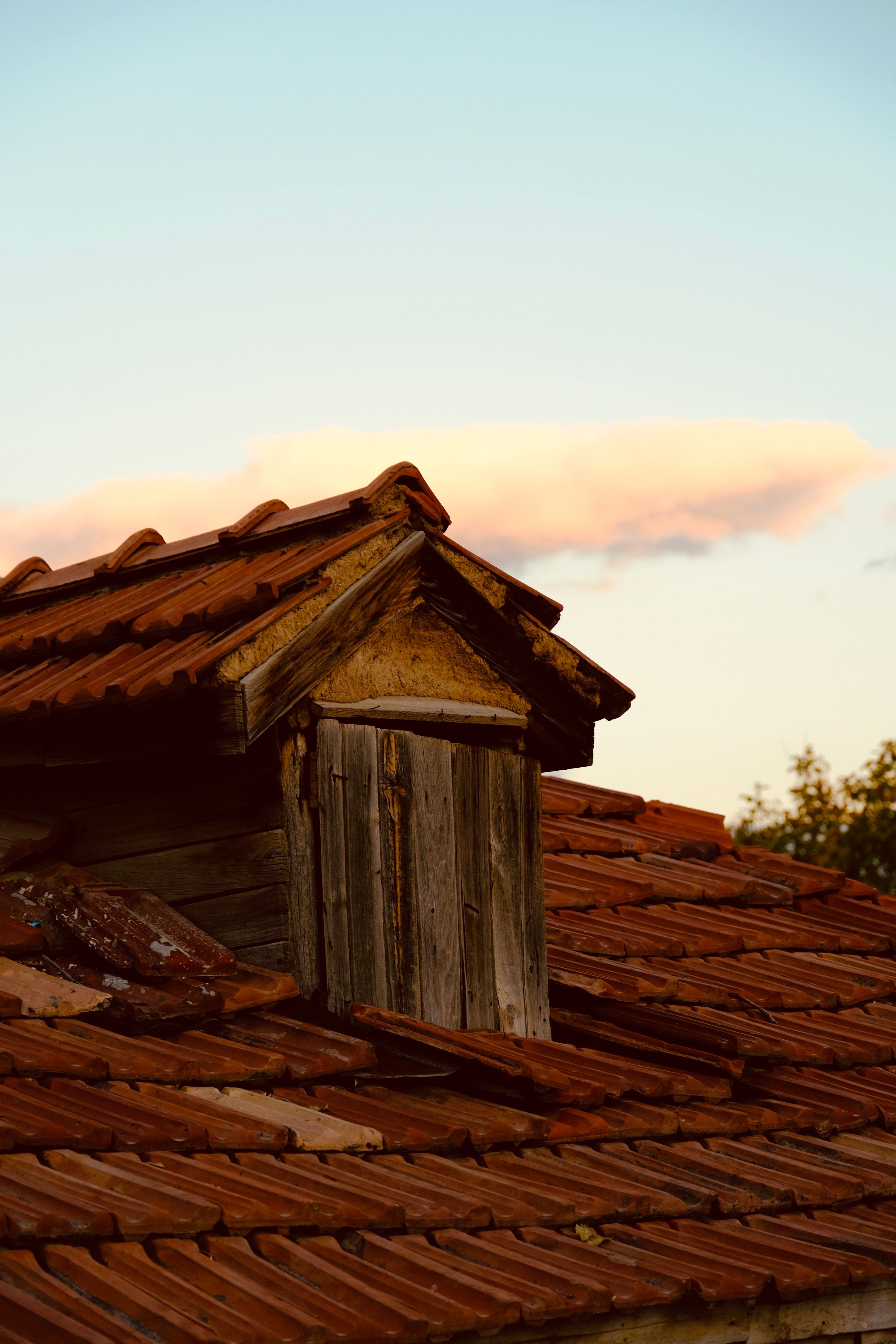 Rustic Red Tiled Roof at Dusk · Free Stock Photo