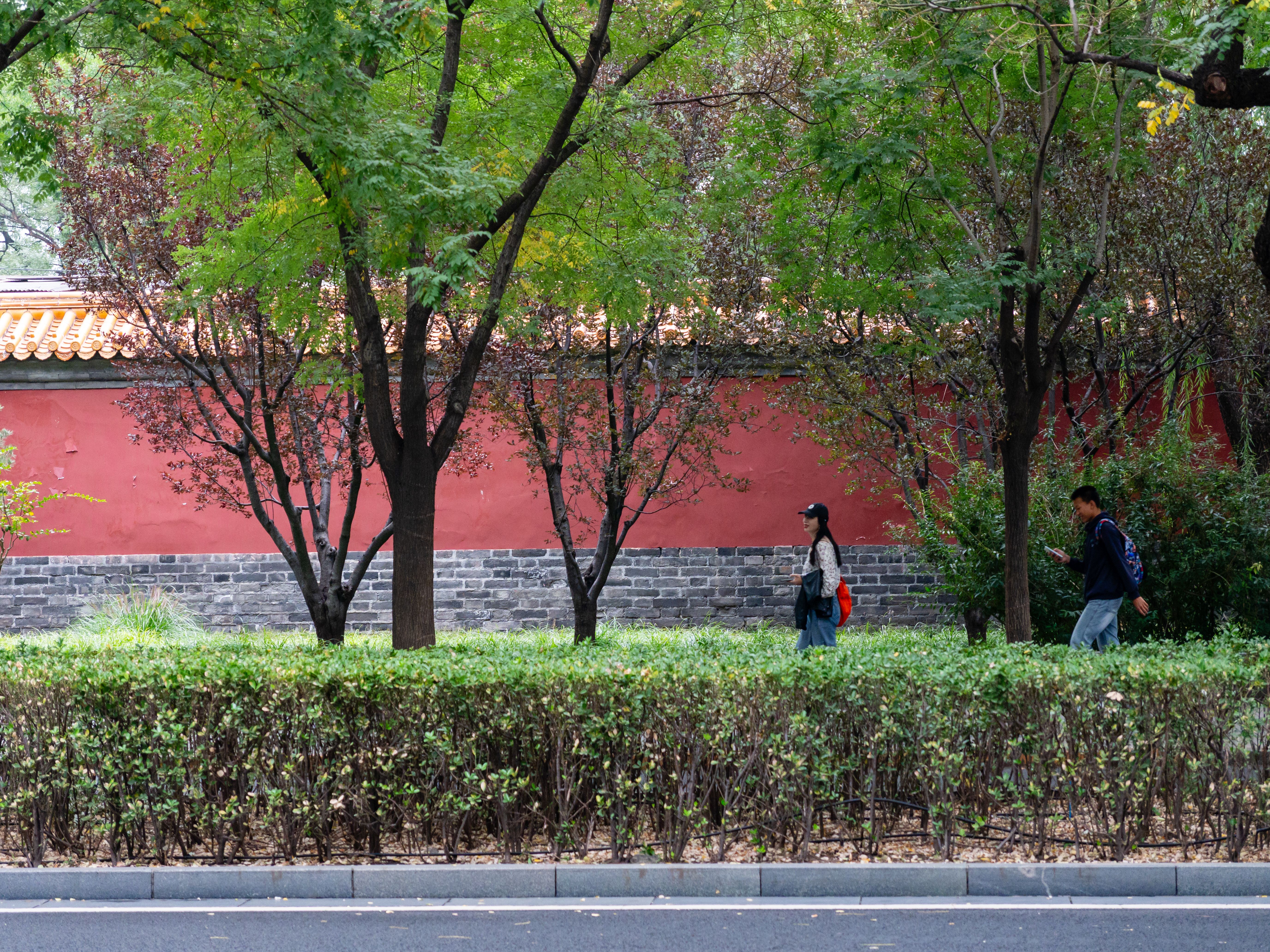 People Walking by Traditional Chinese Wall · Free Stock Photo
