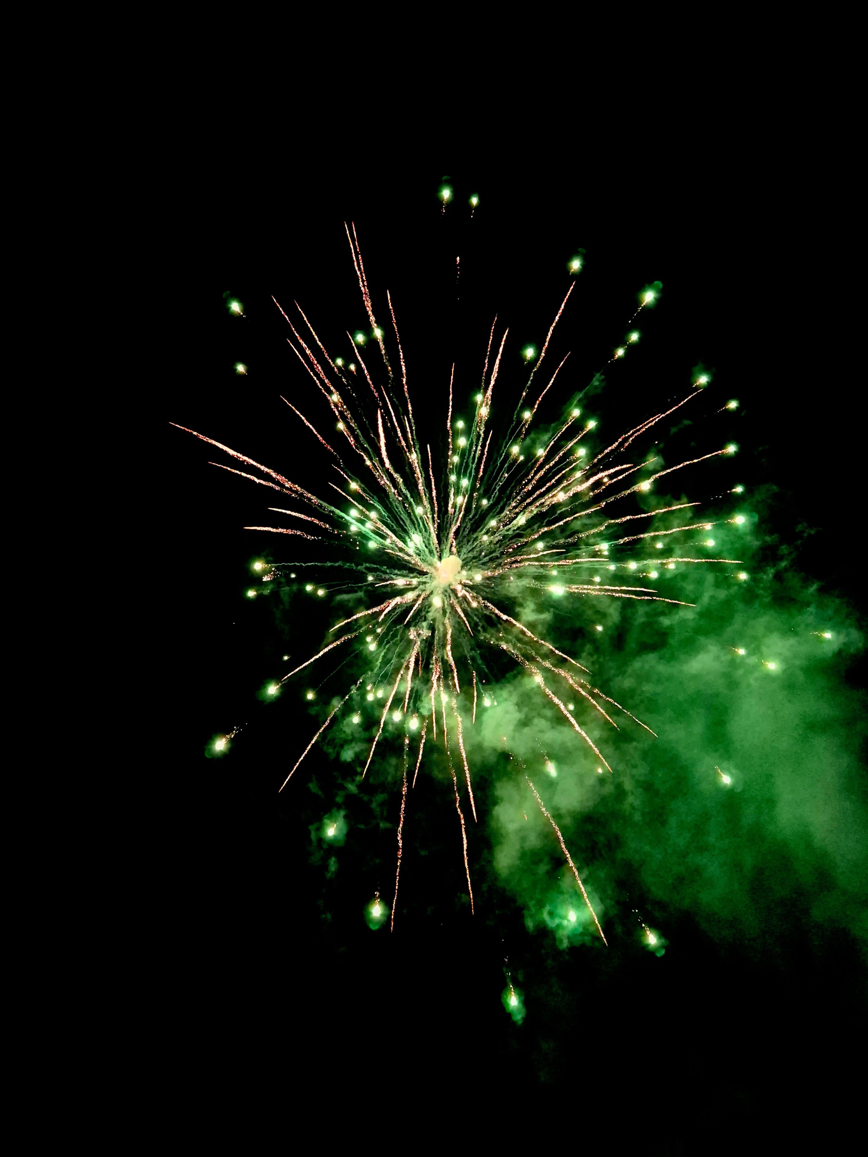 Vibrant Green Fireworks Display at Night · Free Stock Photo