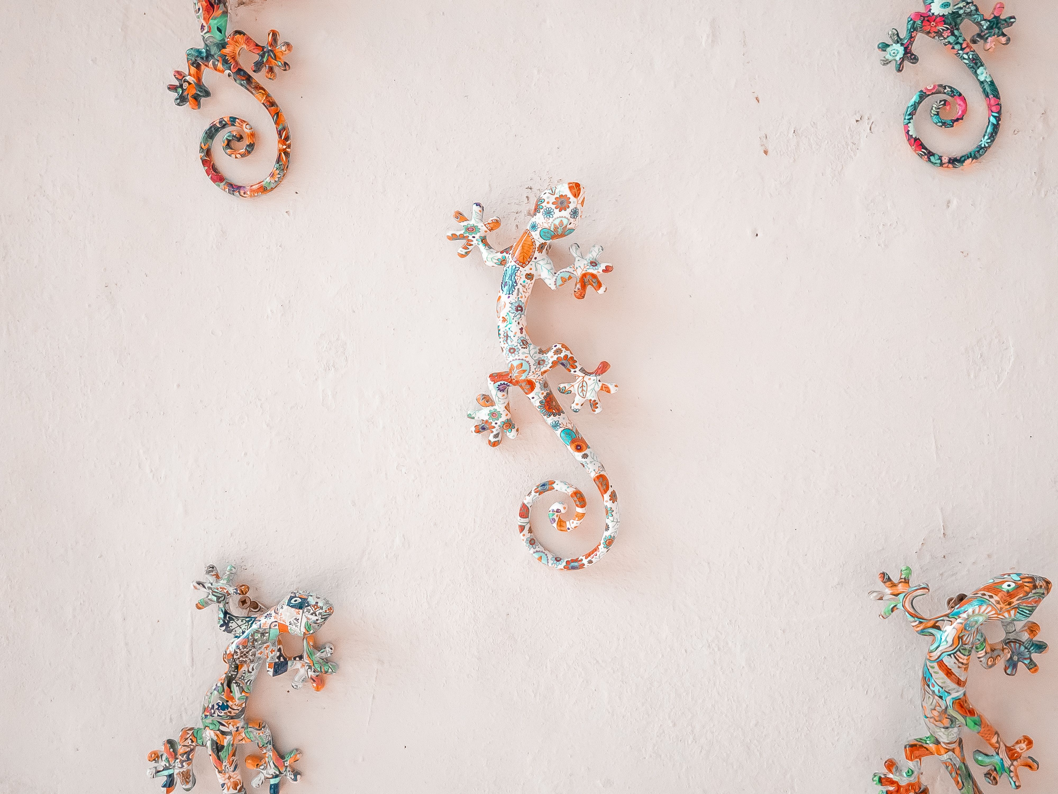 Colorful Ceramic Gecko Wall Decorations · Free Stock Photo