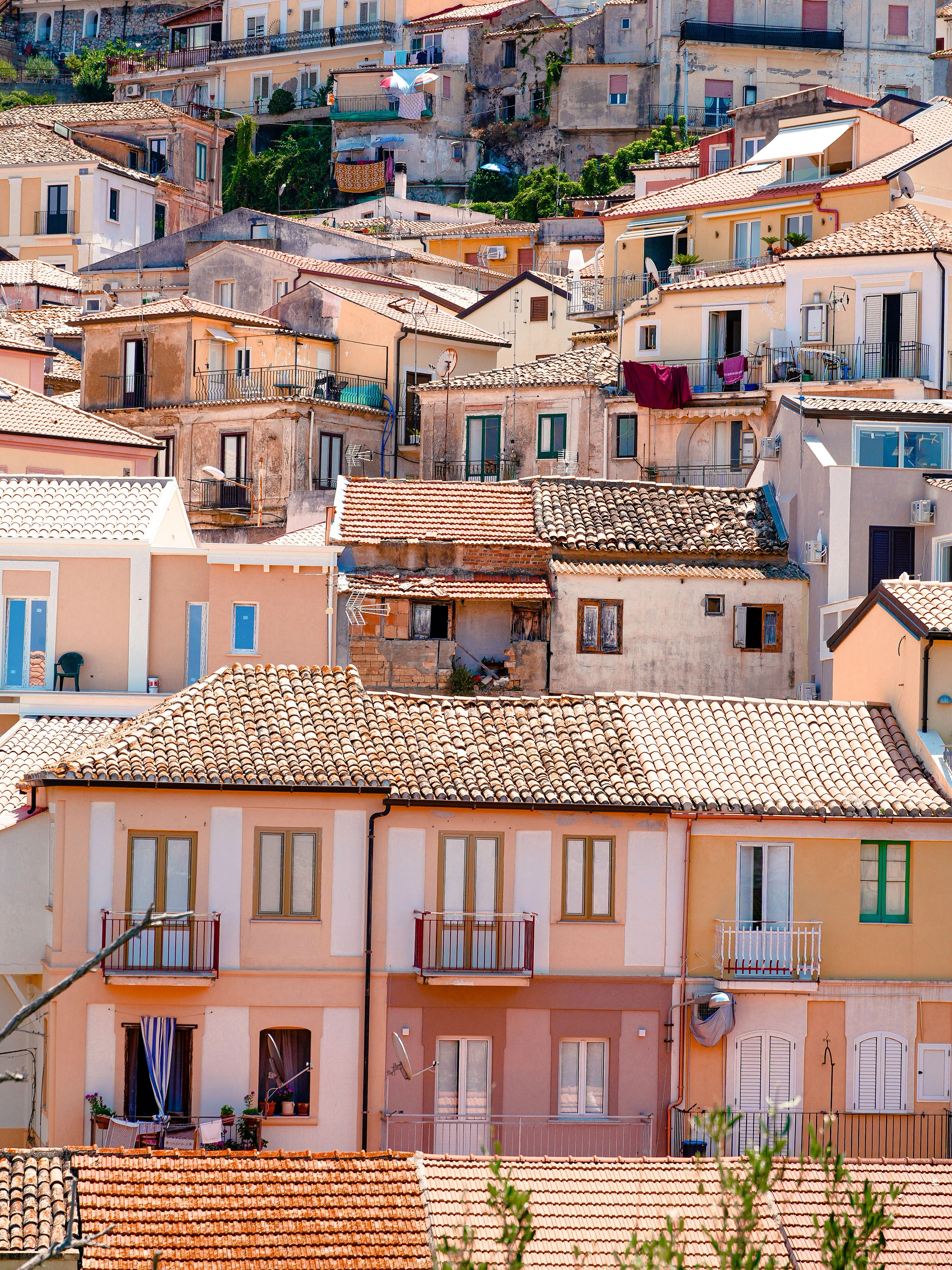 Colorful Italian Village Houses with Terracotta Roofs · Free Stock Photo